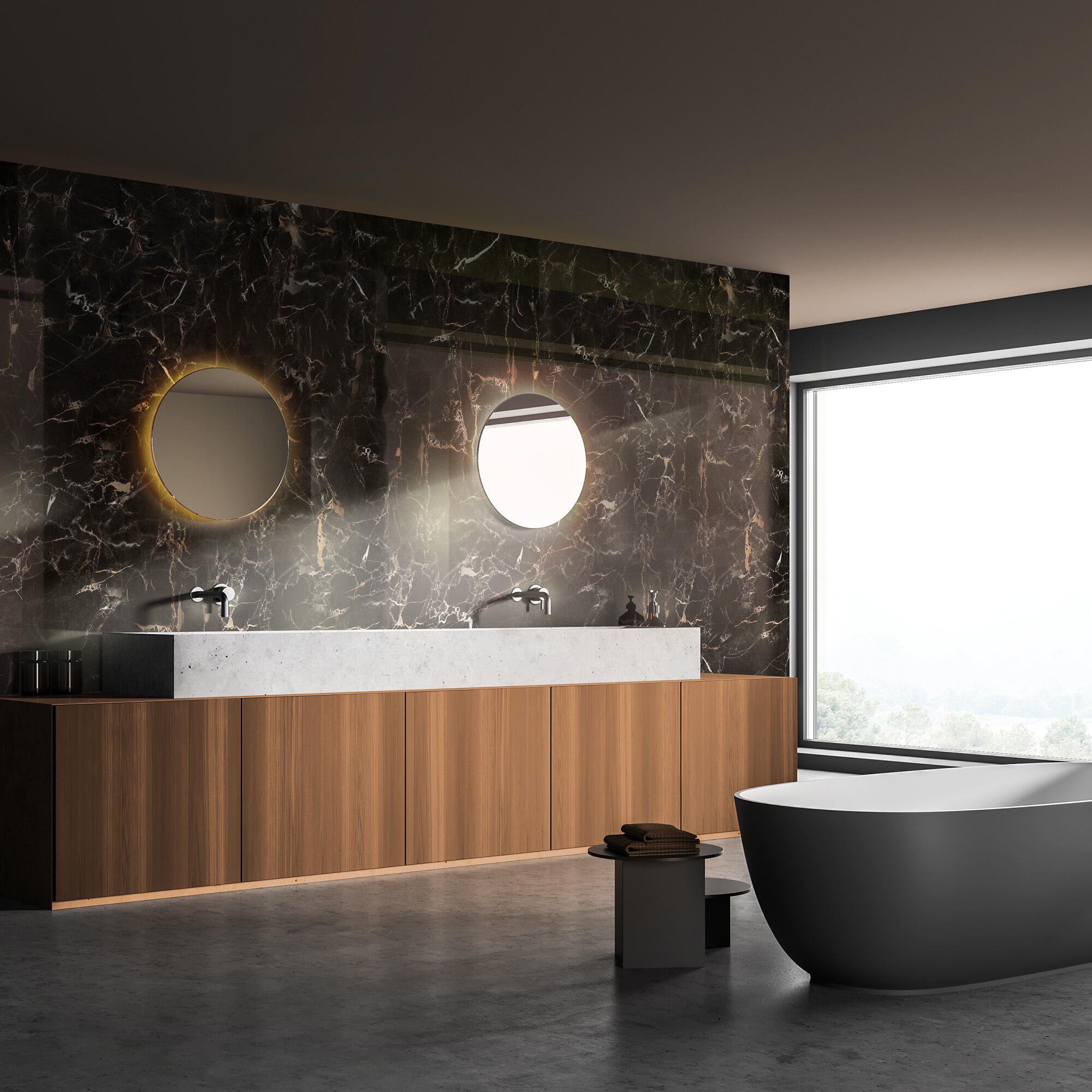 Revestimiento de pared de PVC Gloss Tavira XL color negro de 260x90 cm ...