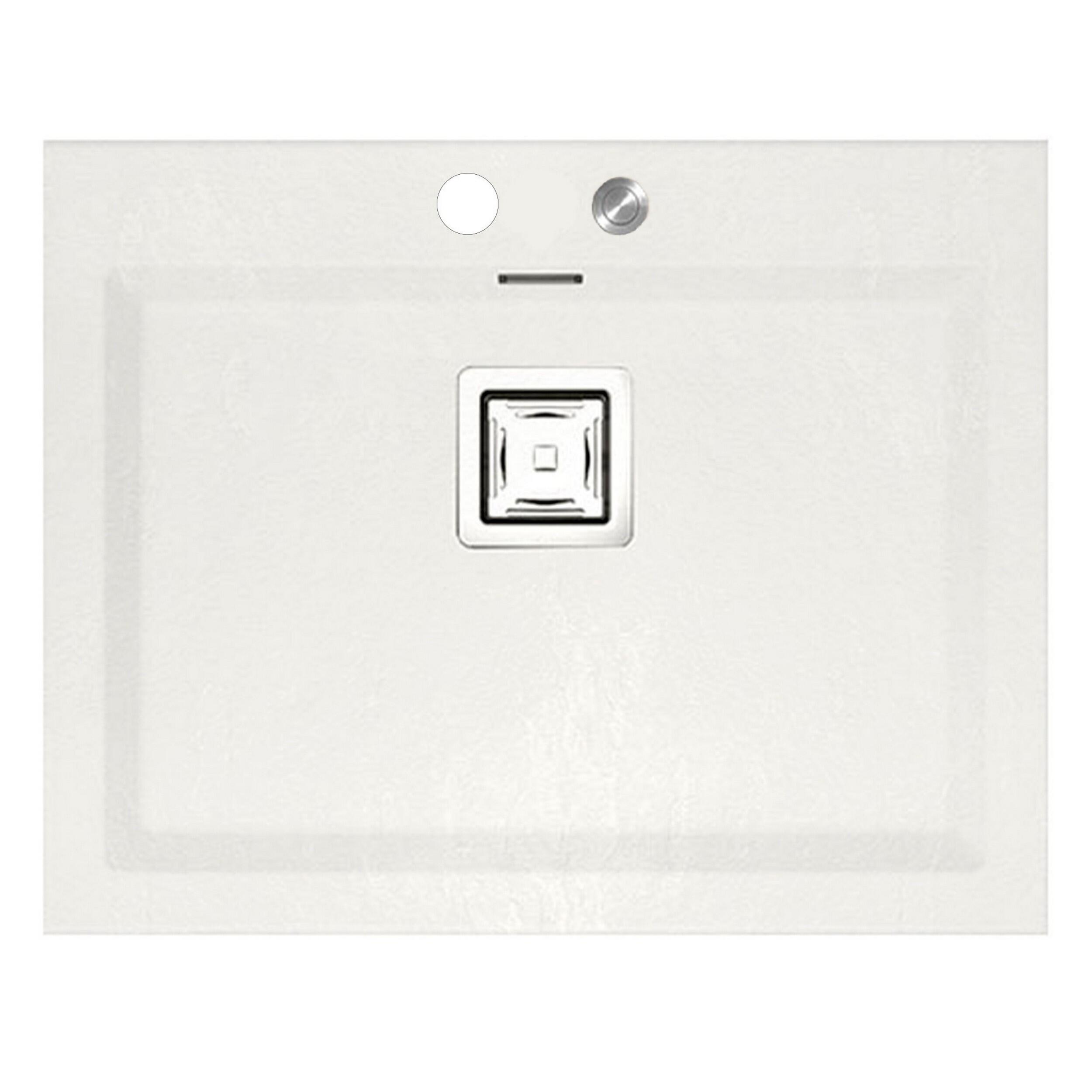 Fregadero 1 seno rectangular POALGI Kobus Hekla alto Snow blanco 66x52 ...