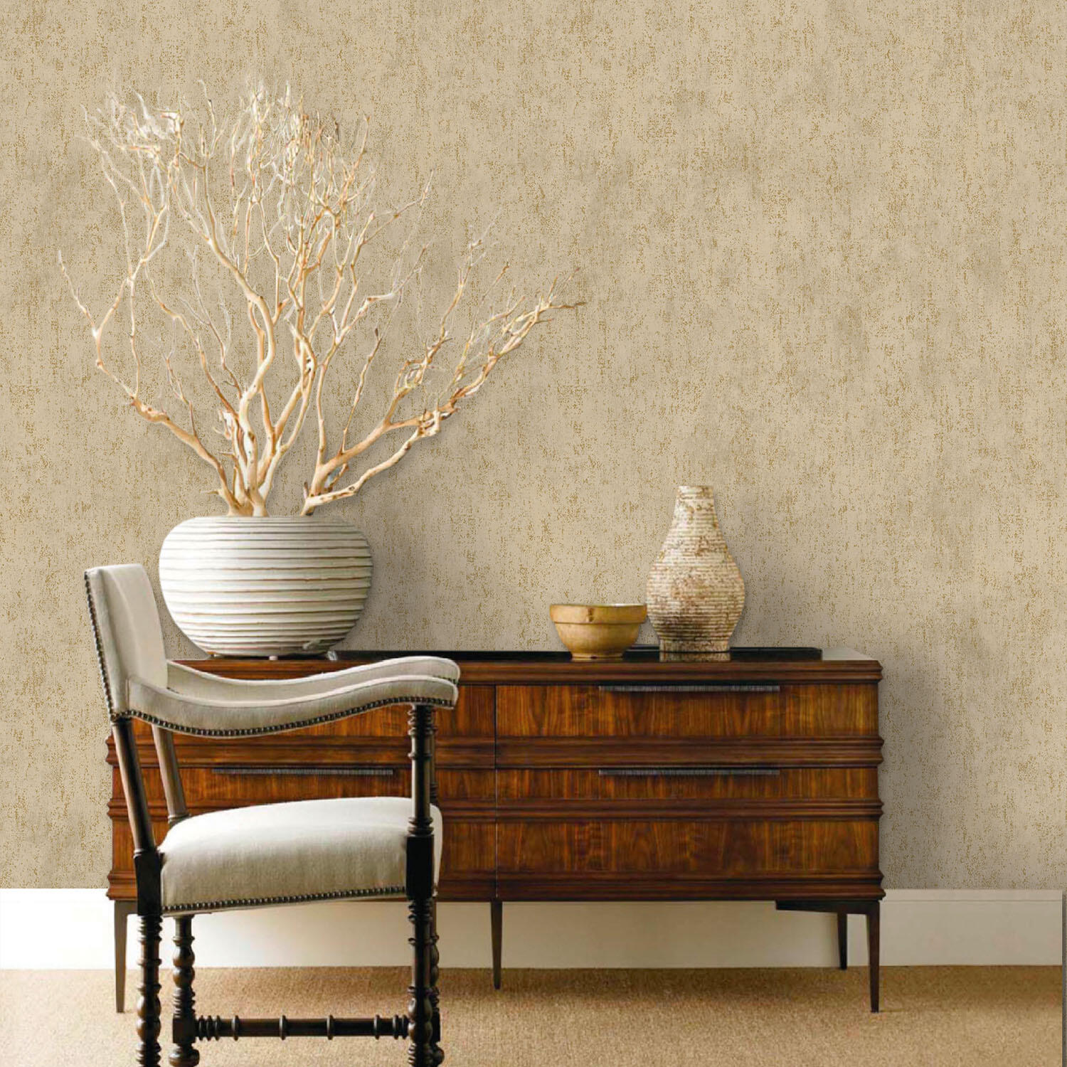 Papier peint intissé Unique piqueté beige sable | Leroy Merlin