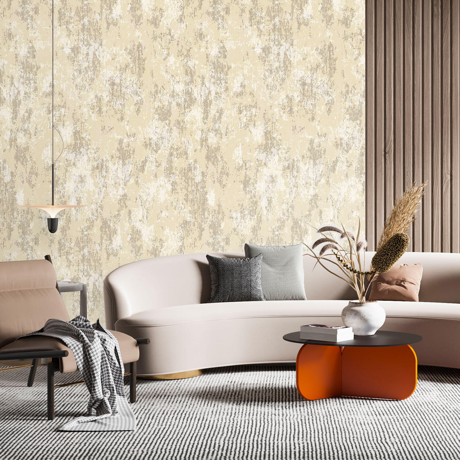 Papier peint intissé Unique mur enduit beige | Leroy Merlin