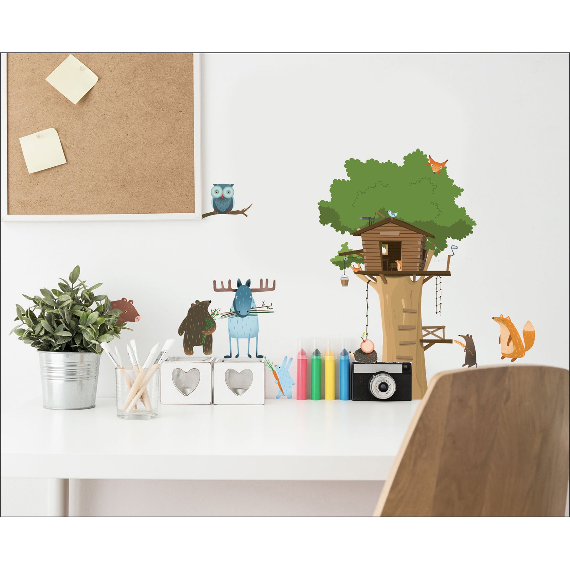 Sticker cabane bois, multicolore, 48 cm x 68 cm | Leroy Merlin