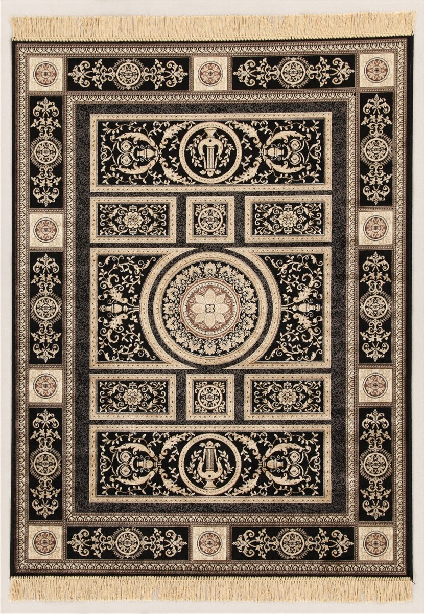 Tappeto Savonnerie 1 Black in viscosa, L 190 x L 140 cm, multicolore ...