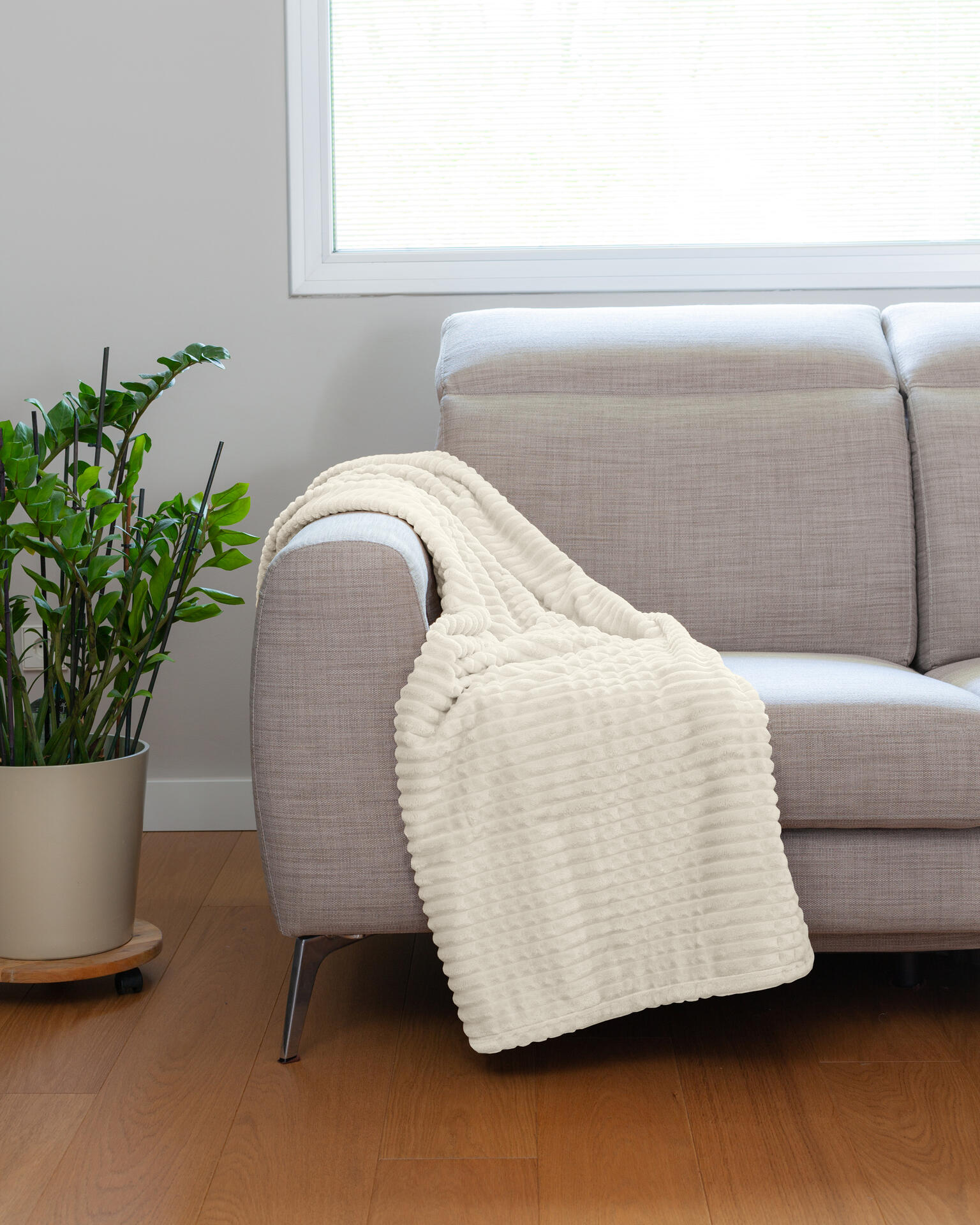 Plaid flannel carreaux, blanc l.130 x L.170 cm | Leroy Merlin
