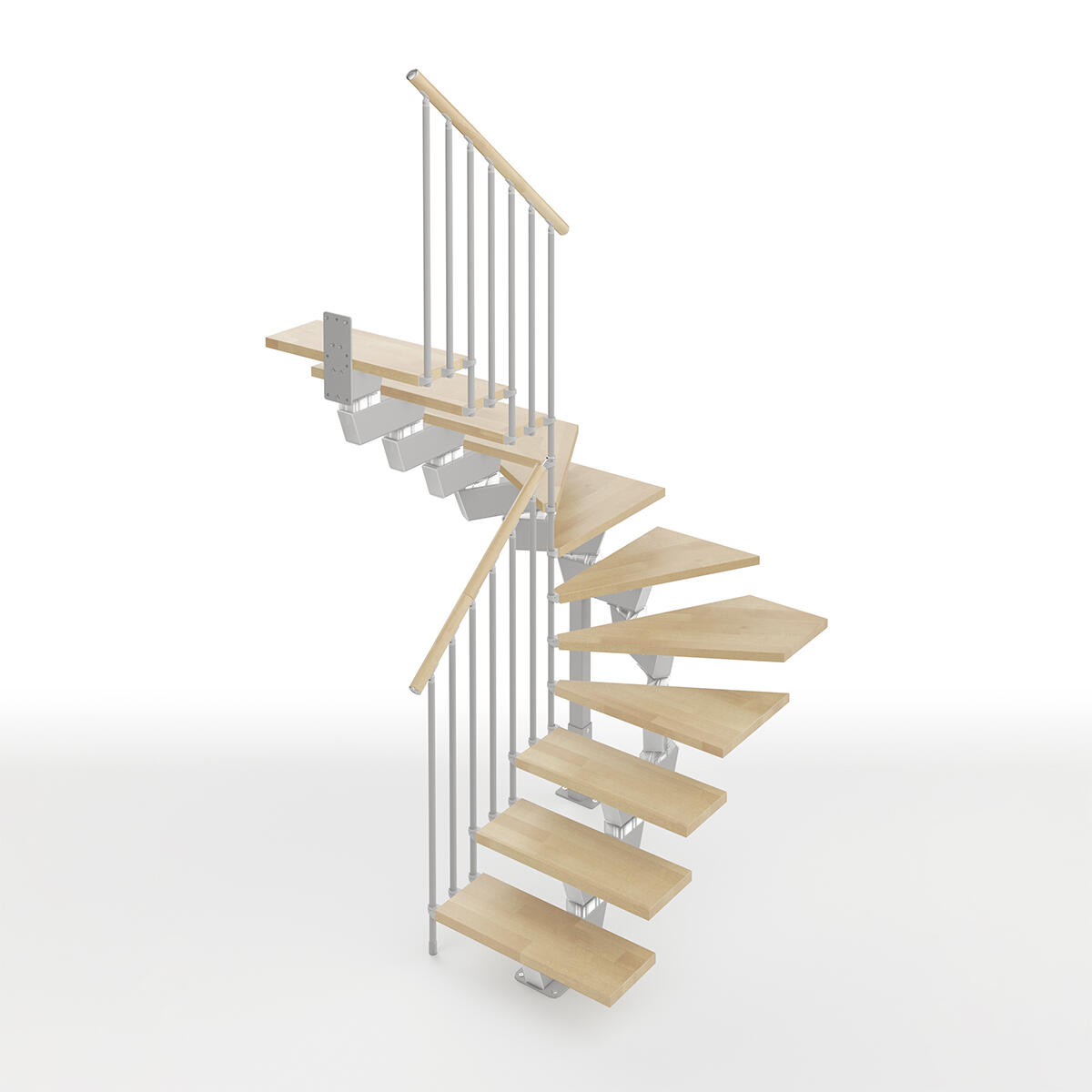 Escalera de 2/4 de giro Vida de acero y madera color gris de 313x85cm ...