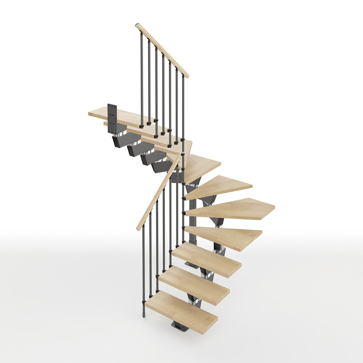 Escalera de 2/4 de giro Vida de acero y madera color gris de 313x65cm ...