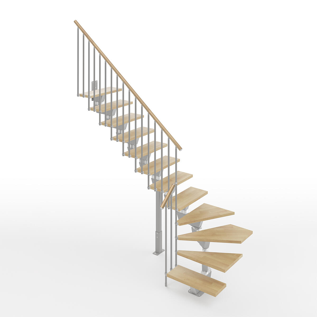 Escalera en 1/4 de giro Vida de acero y madera color gris de 313x85cm ...