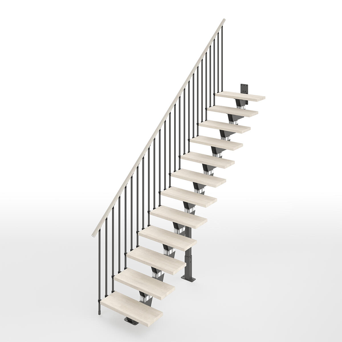 Escalera recta Vida de acero y madera color blanco y gris de 313x95cm ...
