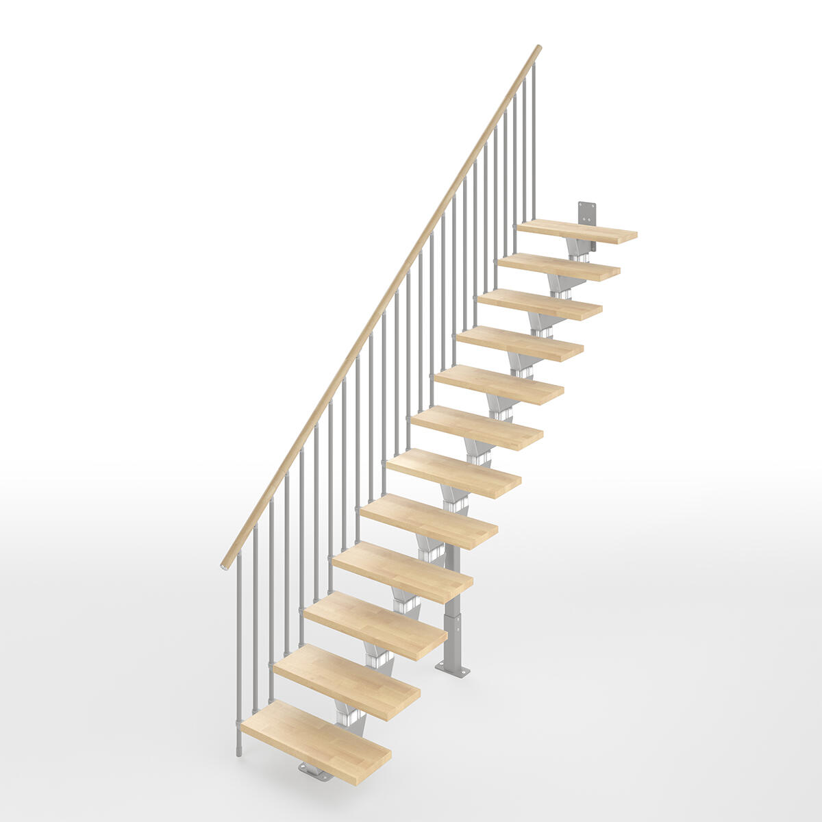 Escalera recta Vida de acero y madera color gris de 313x65cm | Leroy Merlin