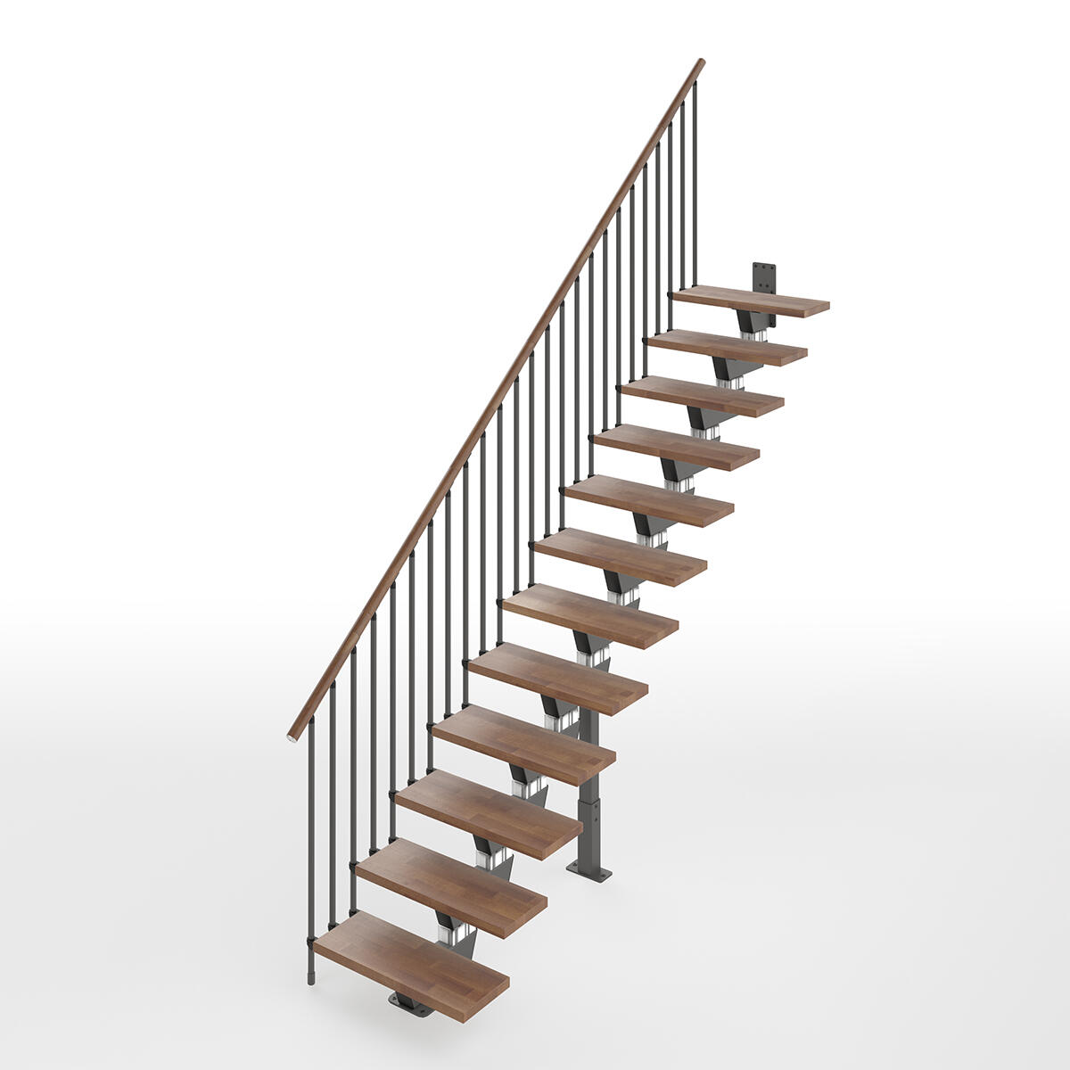Escalera recta Vida de acero y madera color gris y marrón de 313x75cm ...