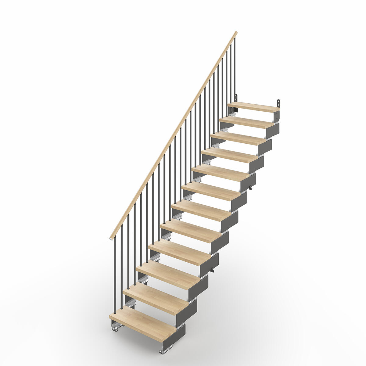 Escalera recta Gala de acero y madera color gris de 318x84cm | Leroy Merlin