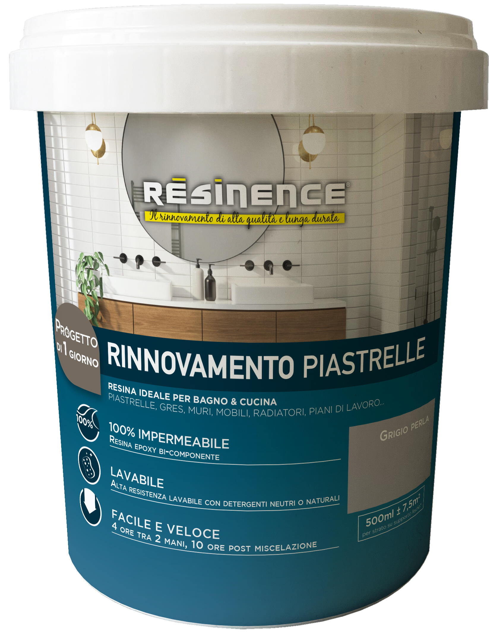 Resina epossidica Rinnova Piastrelle RÉSINENCE 0.5 L grigio perla opaco ...