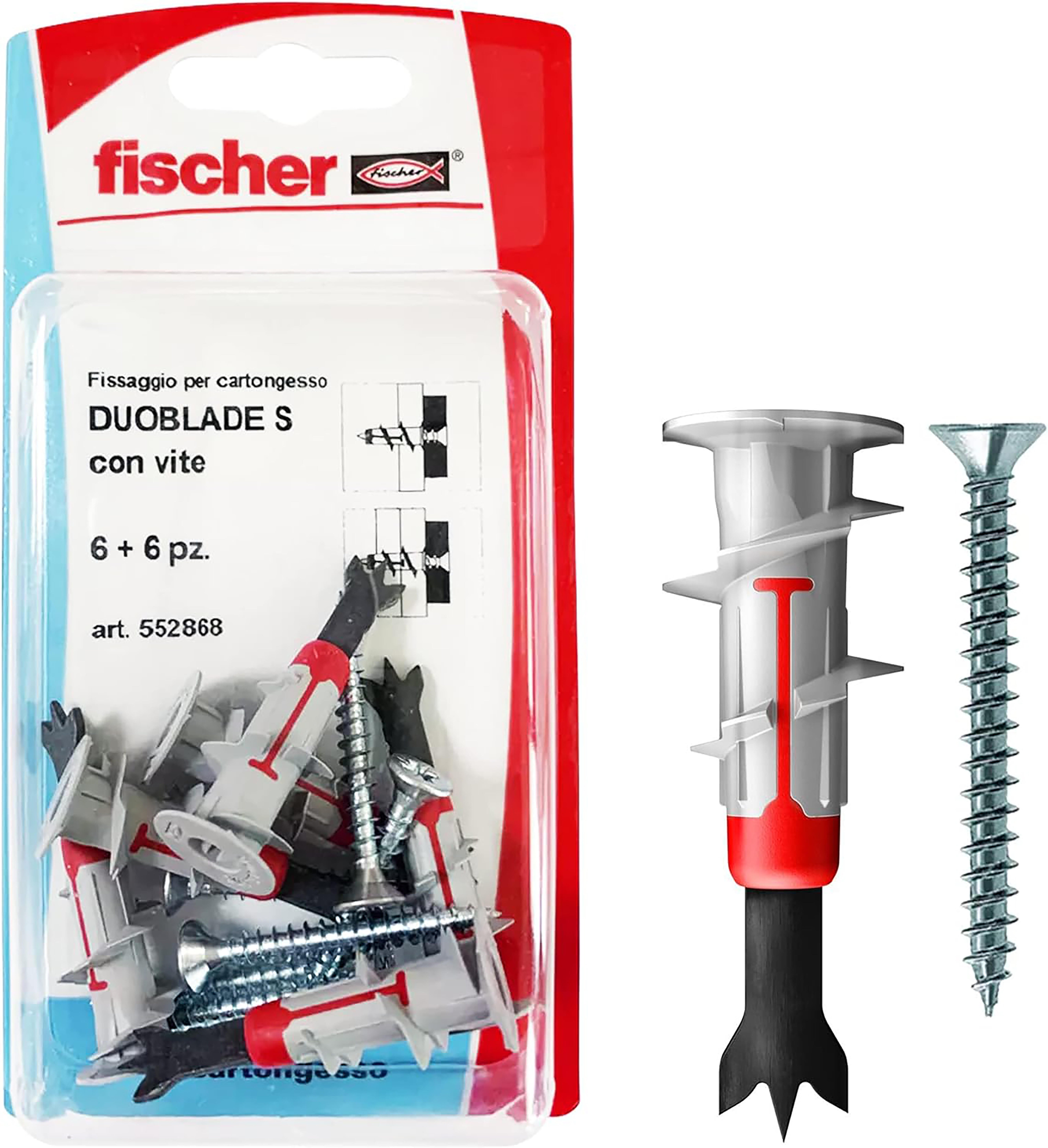 Set di tasselli con vite FISCHER Duoblade in nylon Ø 8 mm 6 pezzi ...