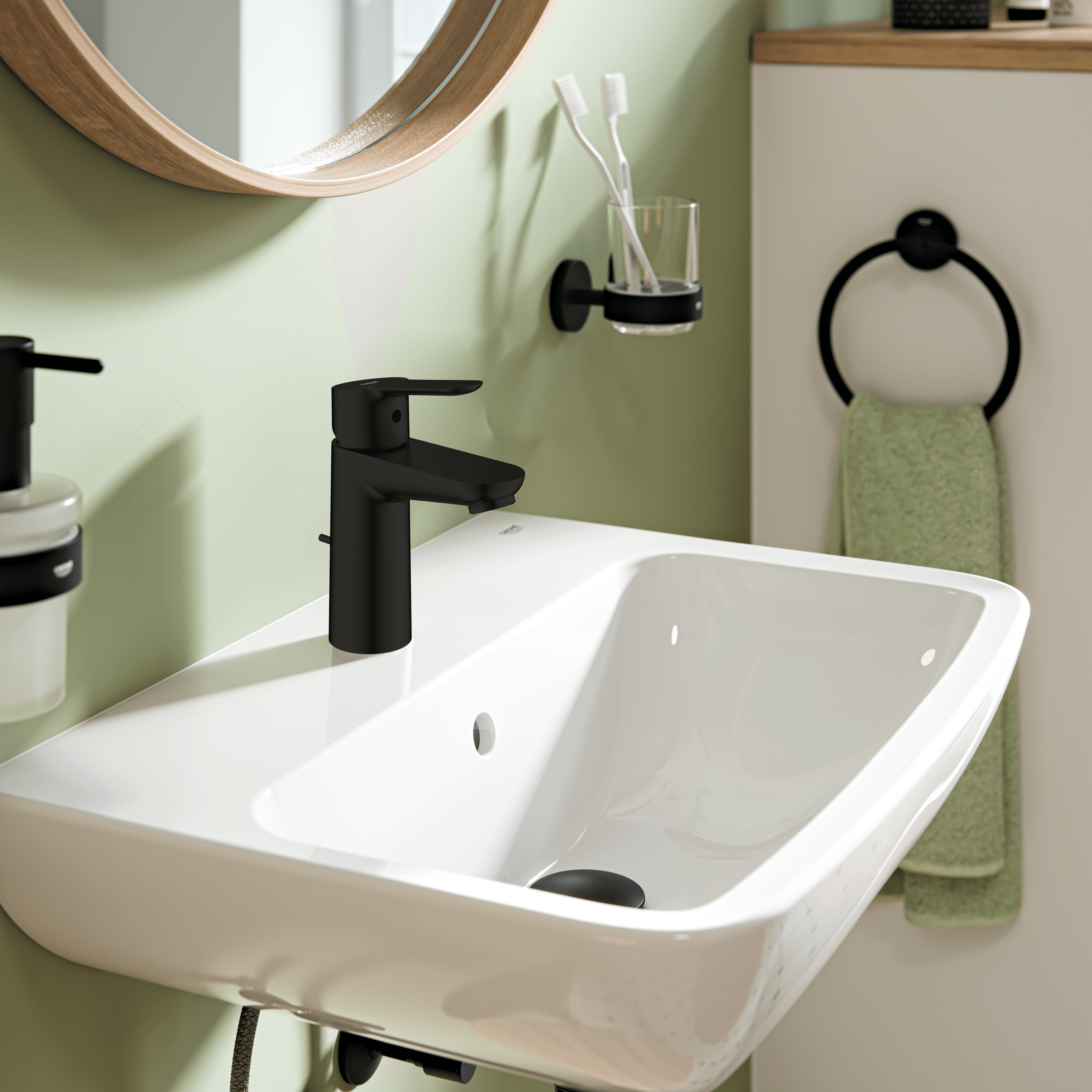 Grifo lavabo monomando GROHE Start Clova negro mate | Leroy Merlin