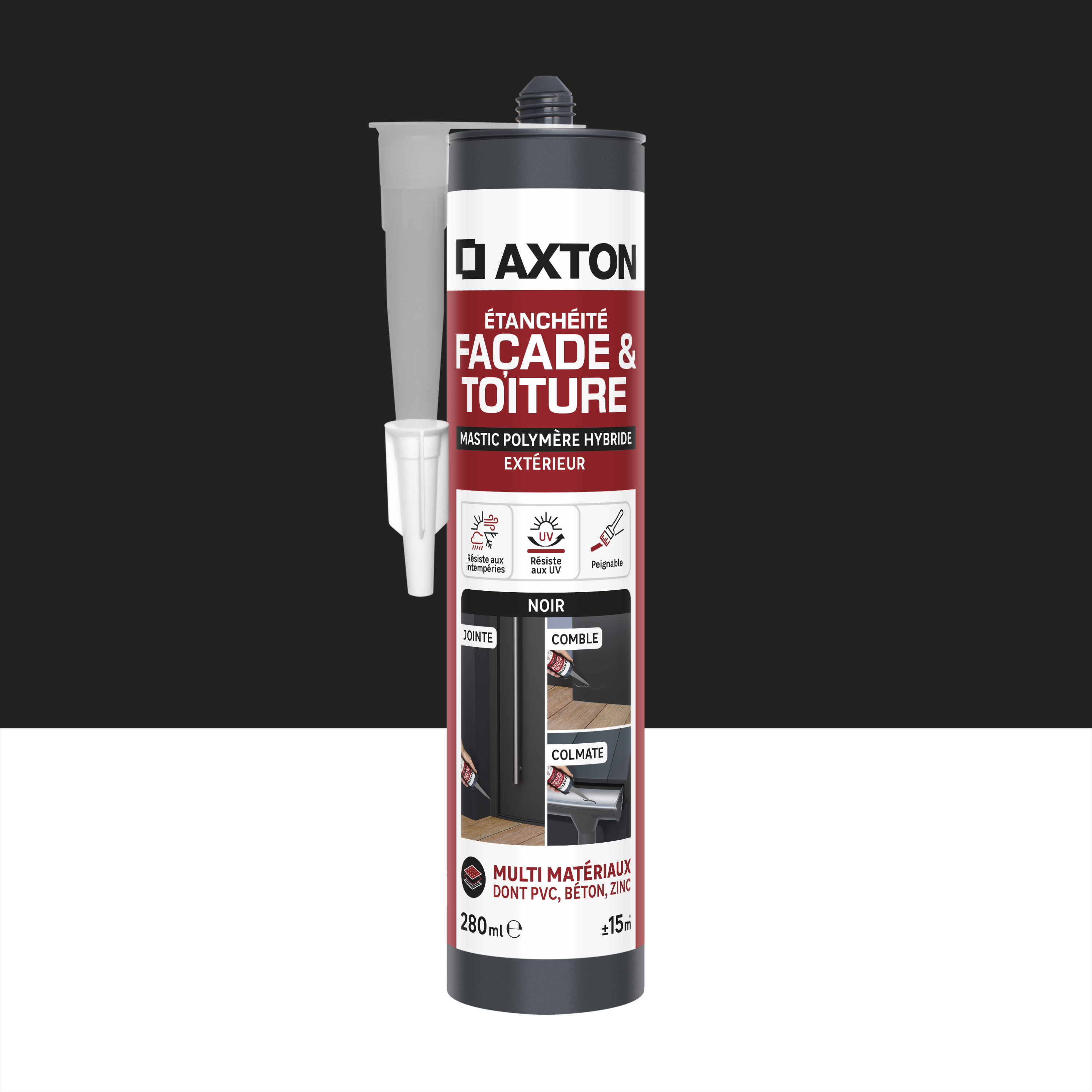 Mastic d'étanchéité Façade toiture gouttière AXTON noir, 280 ml | Leroy ...