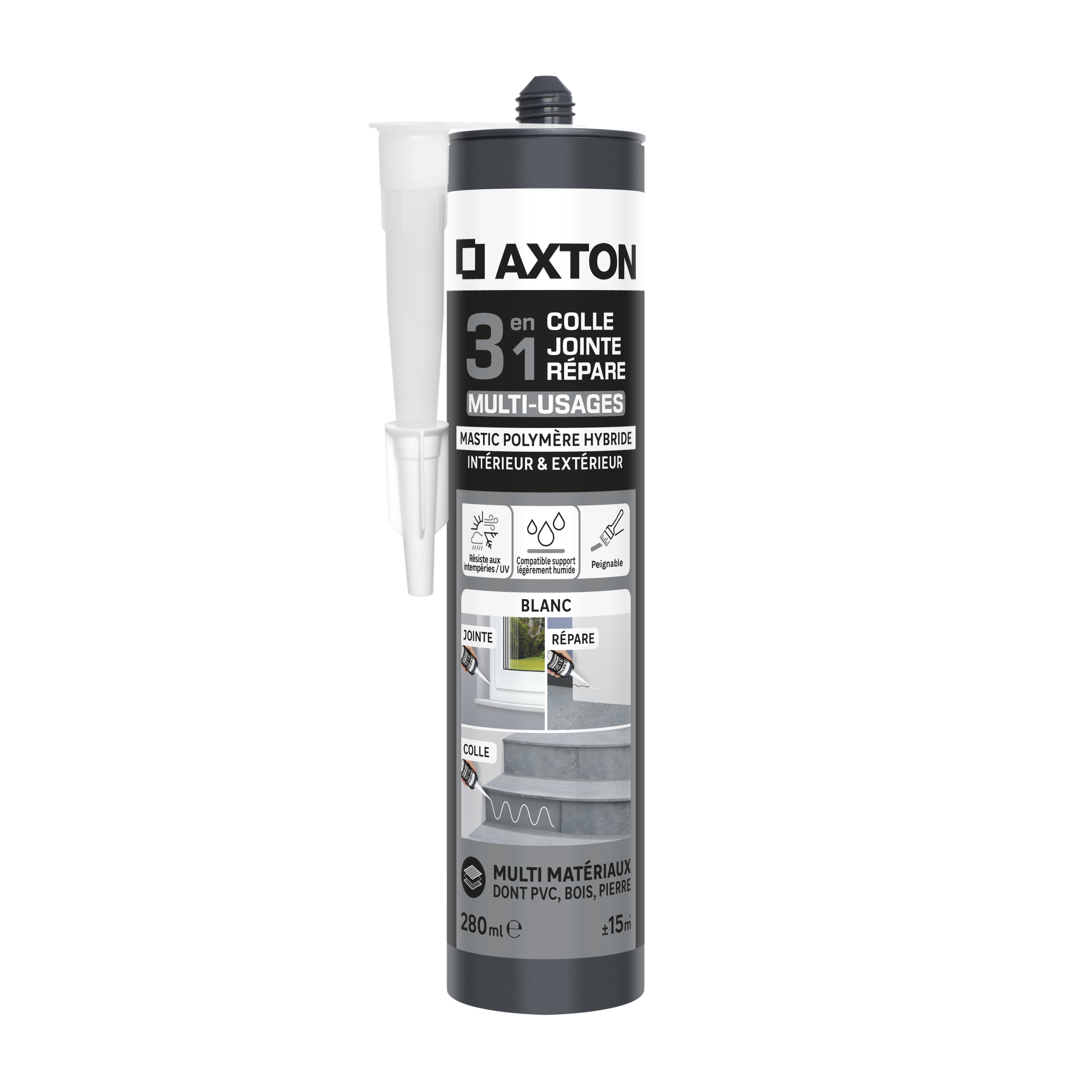 Mastic d'étanchéité 3en1 multiusage AXTON blanc, 280 ml | Leroy Merlin