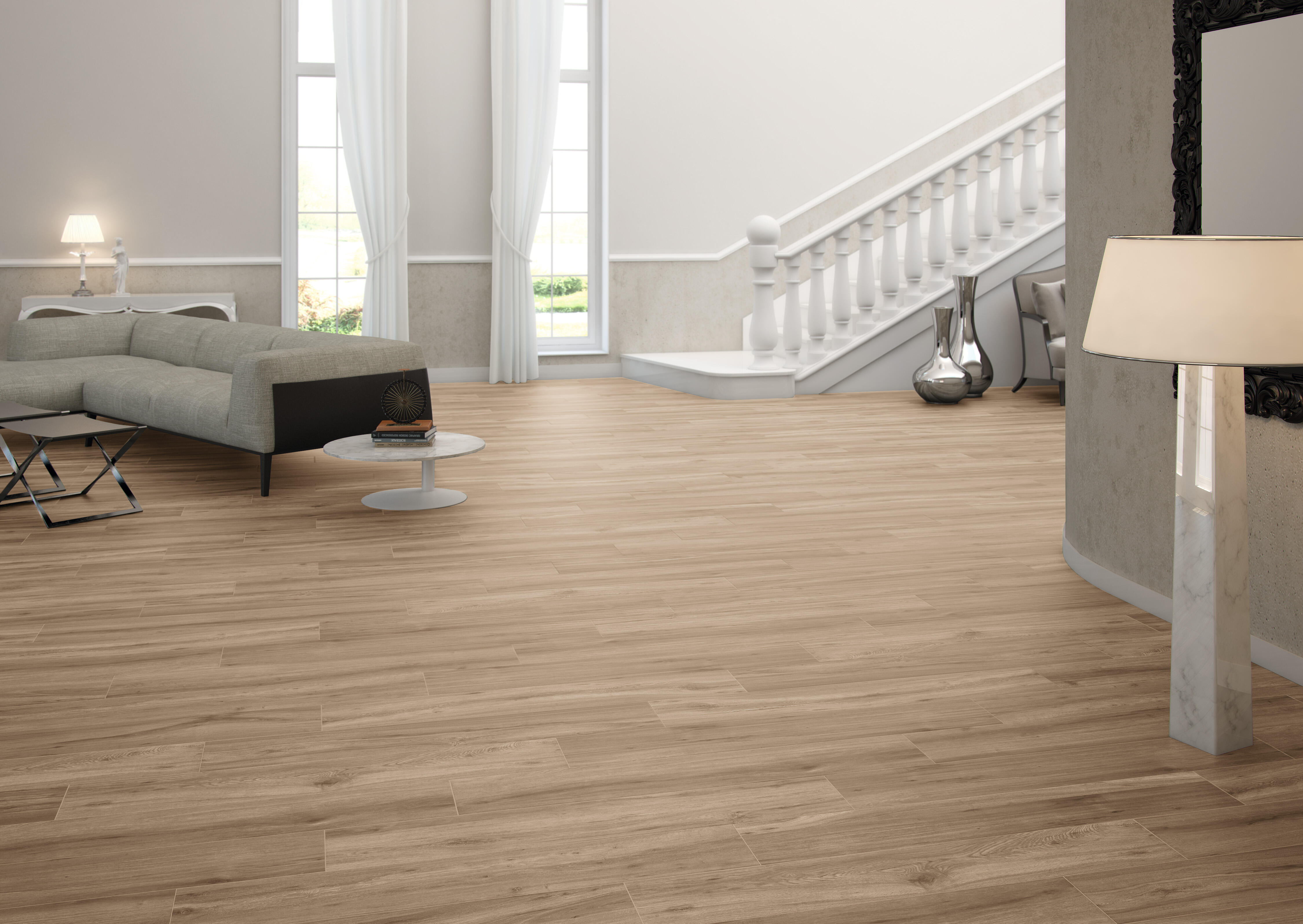 Suelo porcelánico Nordic efecto madera noce 22.5x90 cm C1 ARTENS ...