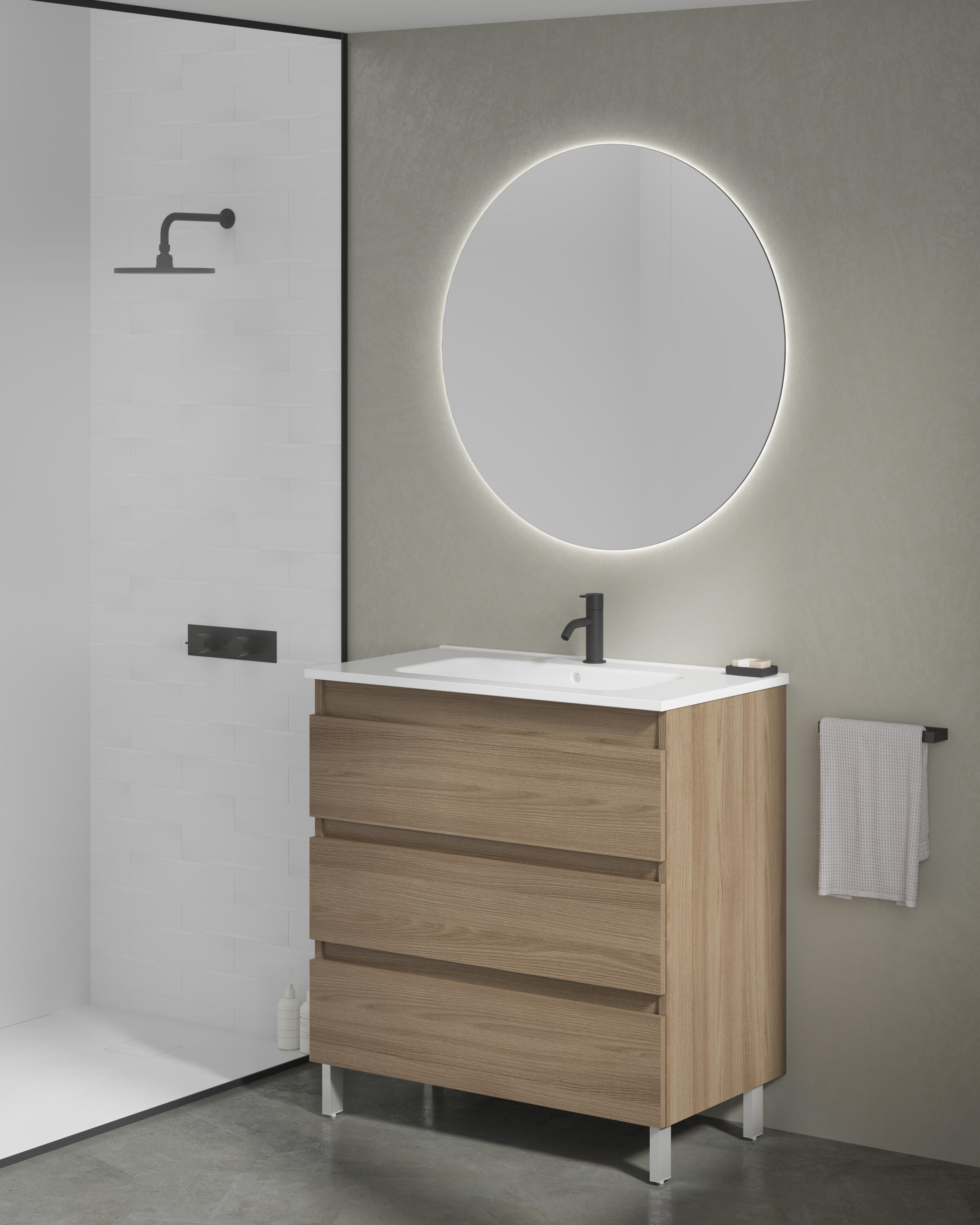 Mueble de baño con lavabo Becco marrón 80x45 cm | Leroy Merlin