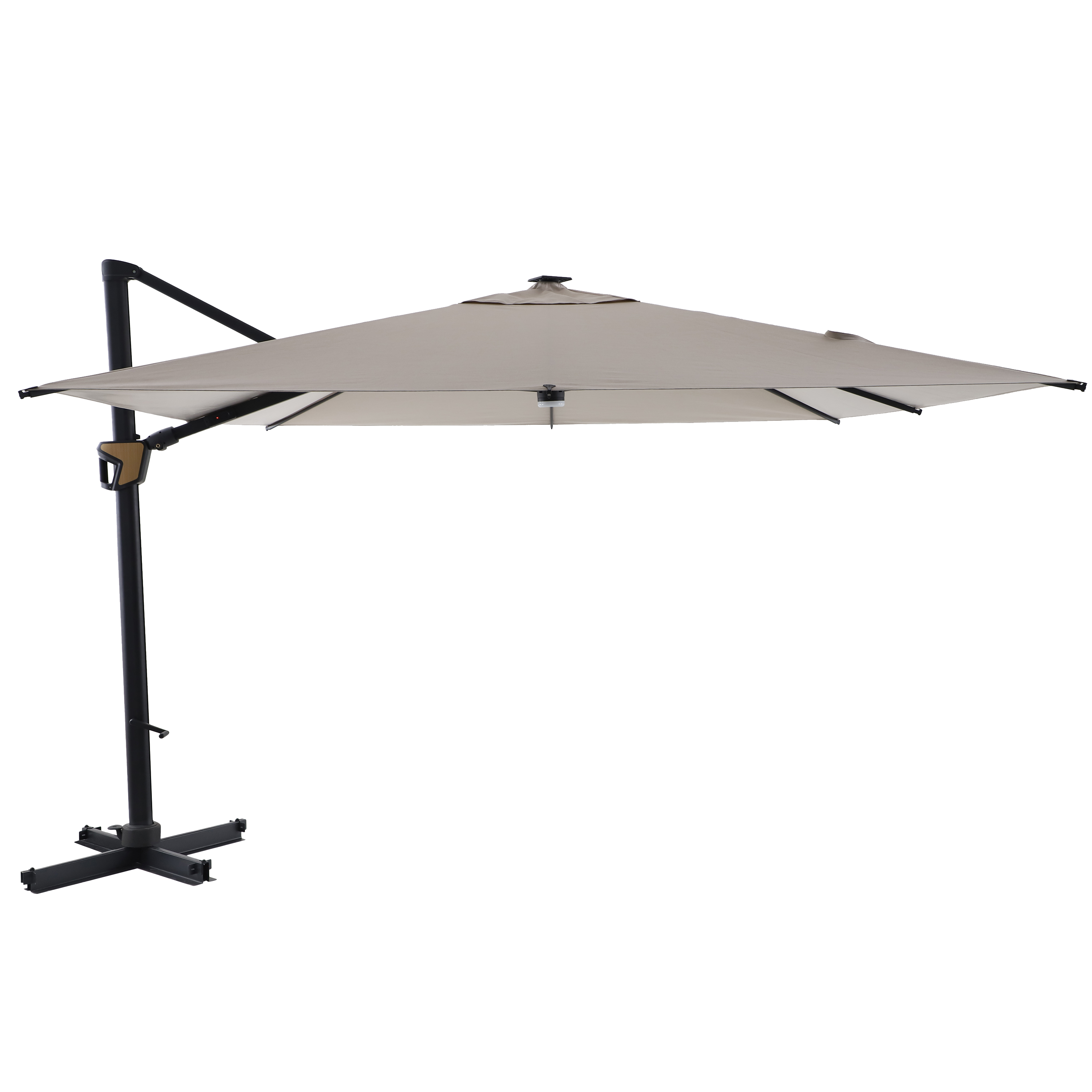 Parasol ogrodowy Odyssea Premium ze światłem LED 329x329x271 cm beżowy ...
