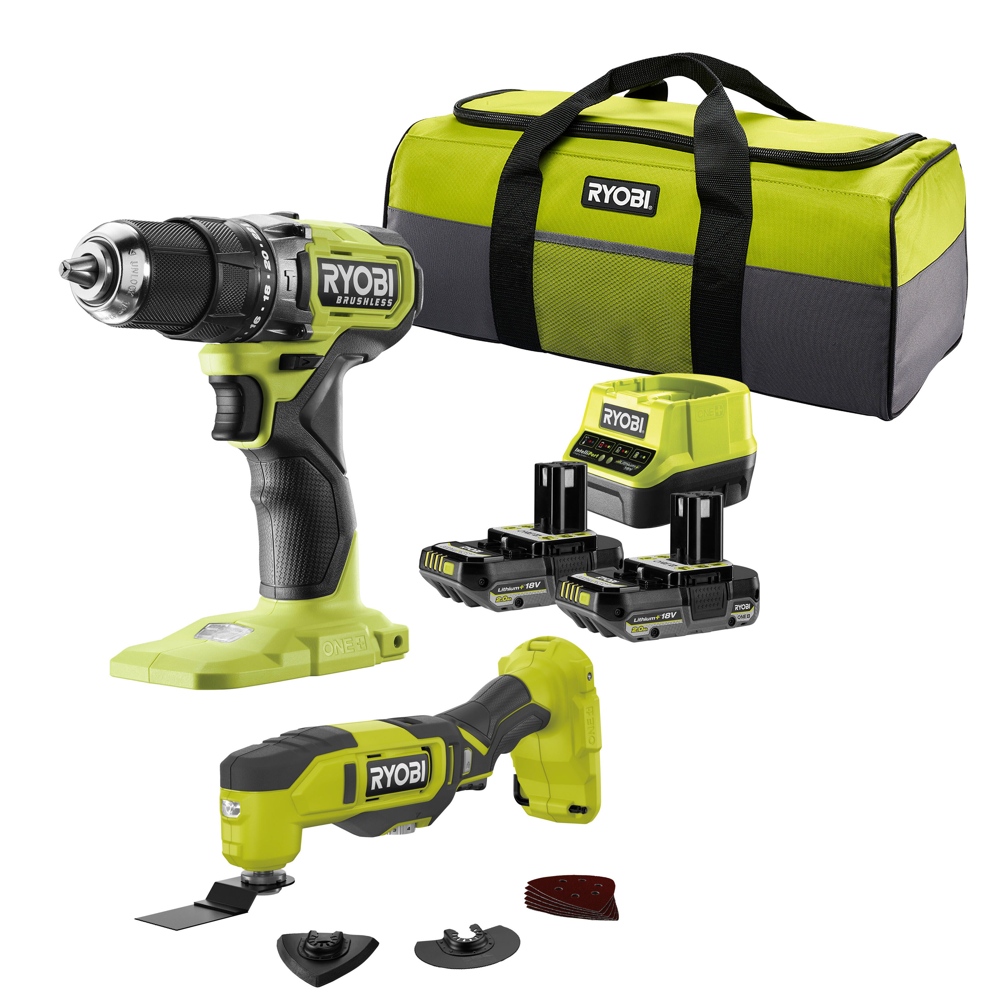 Pack de 2 outils sans fils RYOBI Rpd18bl1-2c20smt, 2 batteries 2Ah ...