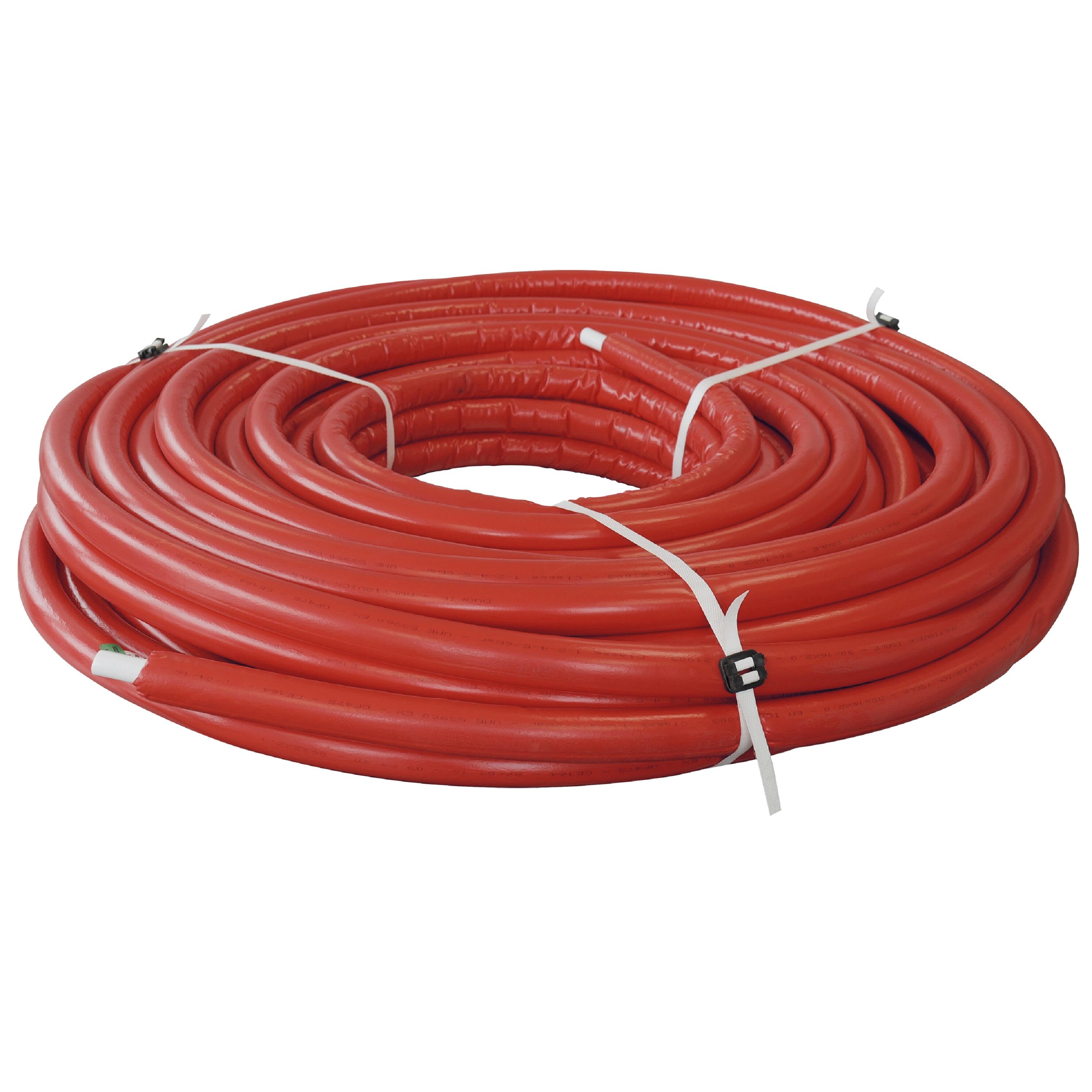 Tube multicouche isolé rouge Diam.20 mm en couronne Long. 50 m | Bricoman