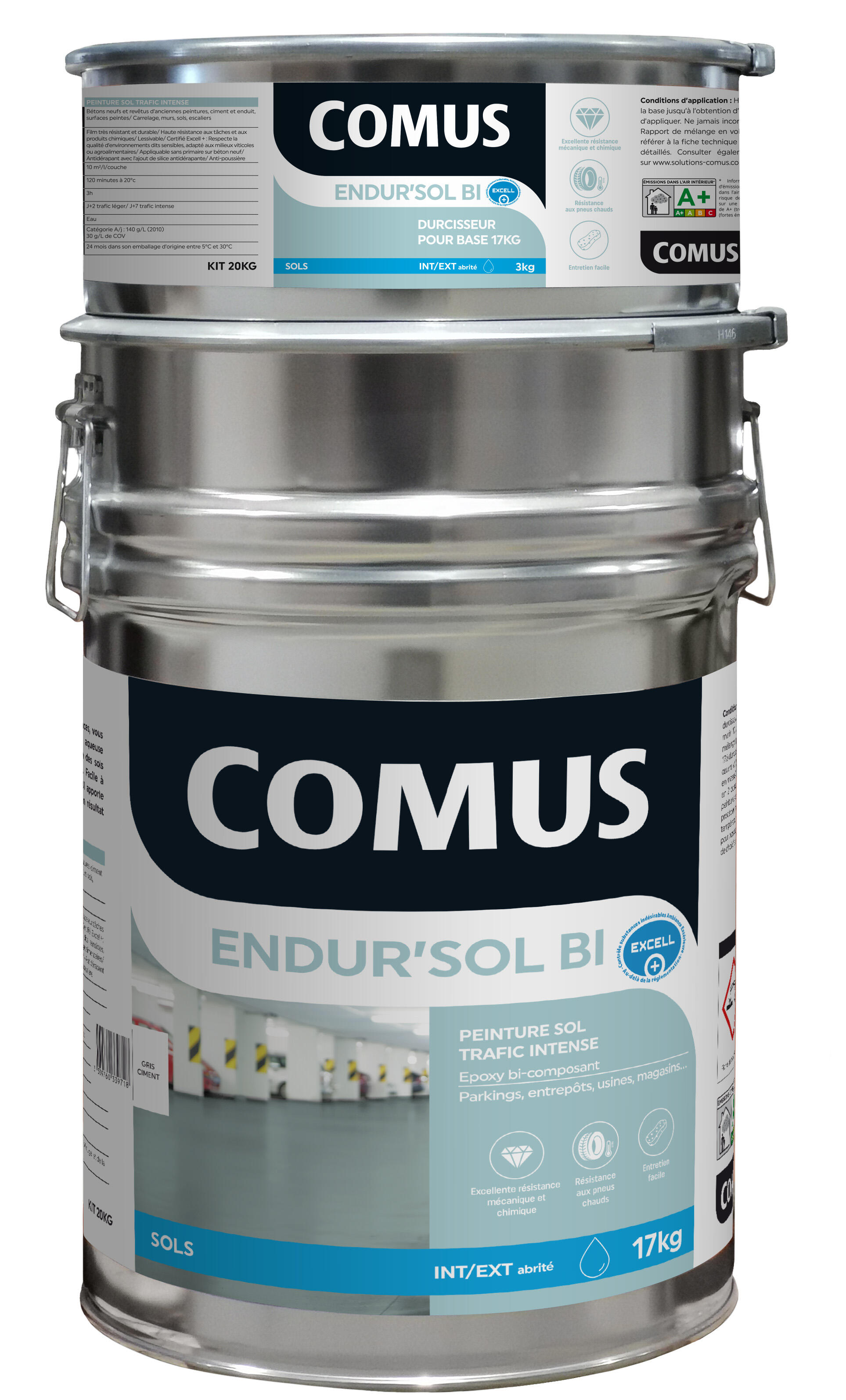 Peinture sol trafic intense gris ciment 20 kg Endur'sol - COMUS | Bricoman