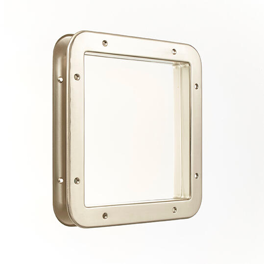 Hublot carré en nickel mat pour porte 31 x 31 cm | Bricoman