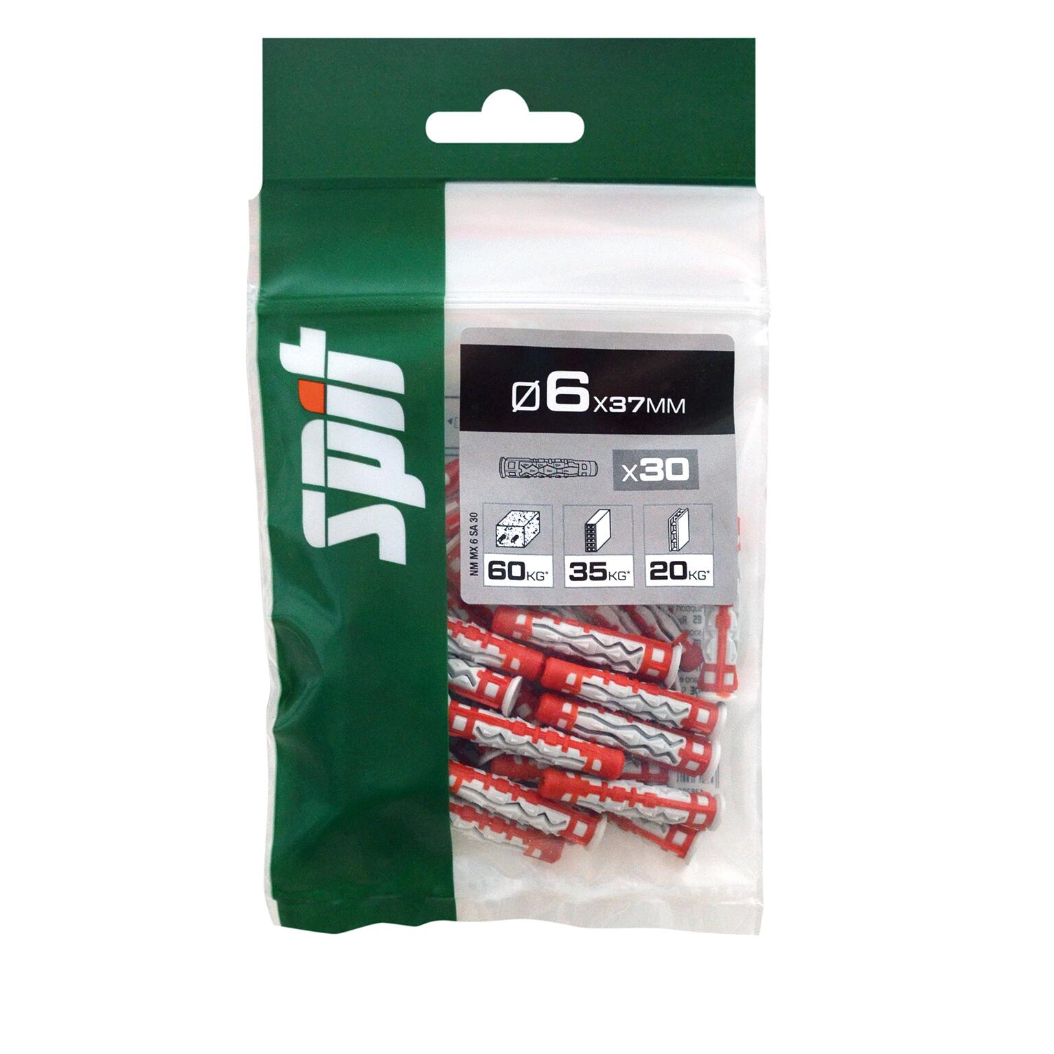 Cheville bi-matière multi-matériaux Diam.6 mm x 37 mm - SPIT (lot de 30 ...