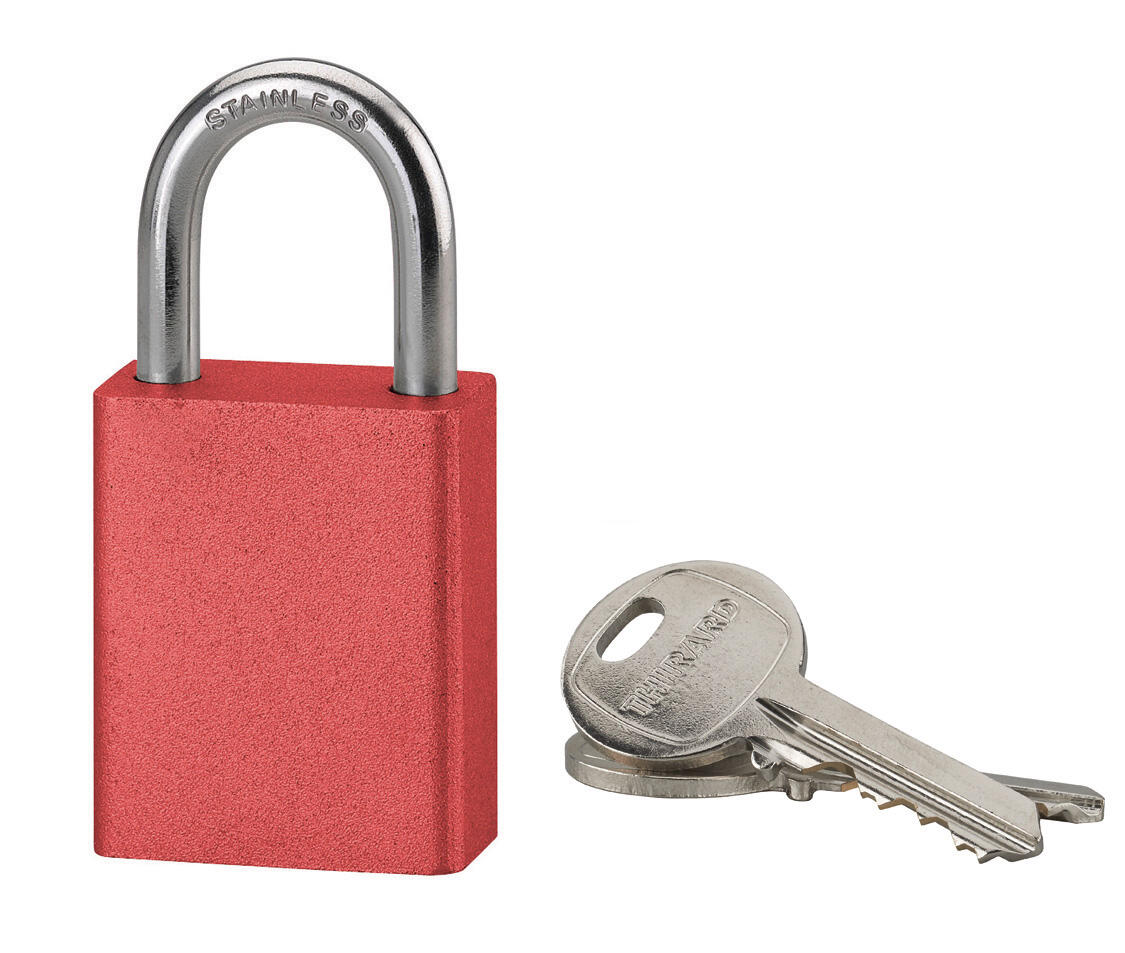 Cadenas aluminium à clef rouge 38 mm Cobble | Bricoman