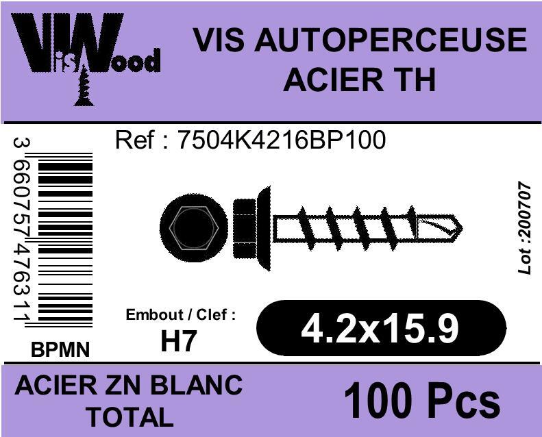 Vis autoforeuse Diam. 4,2 x 15,9 mm Boîte de 100 - VISWOOD | Bricoman