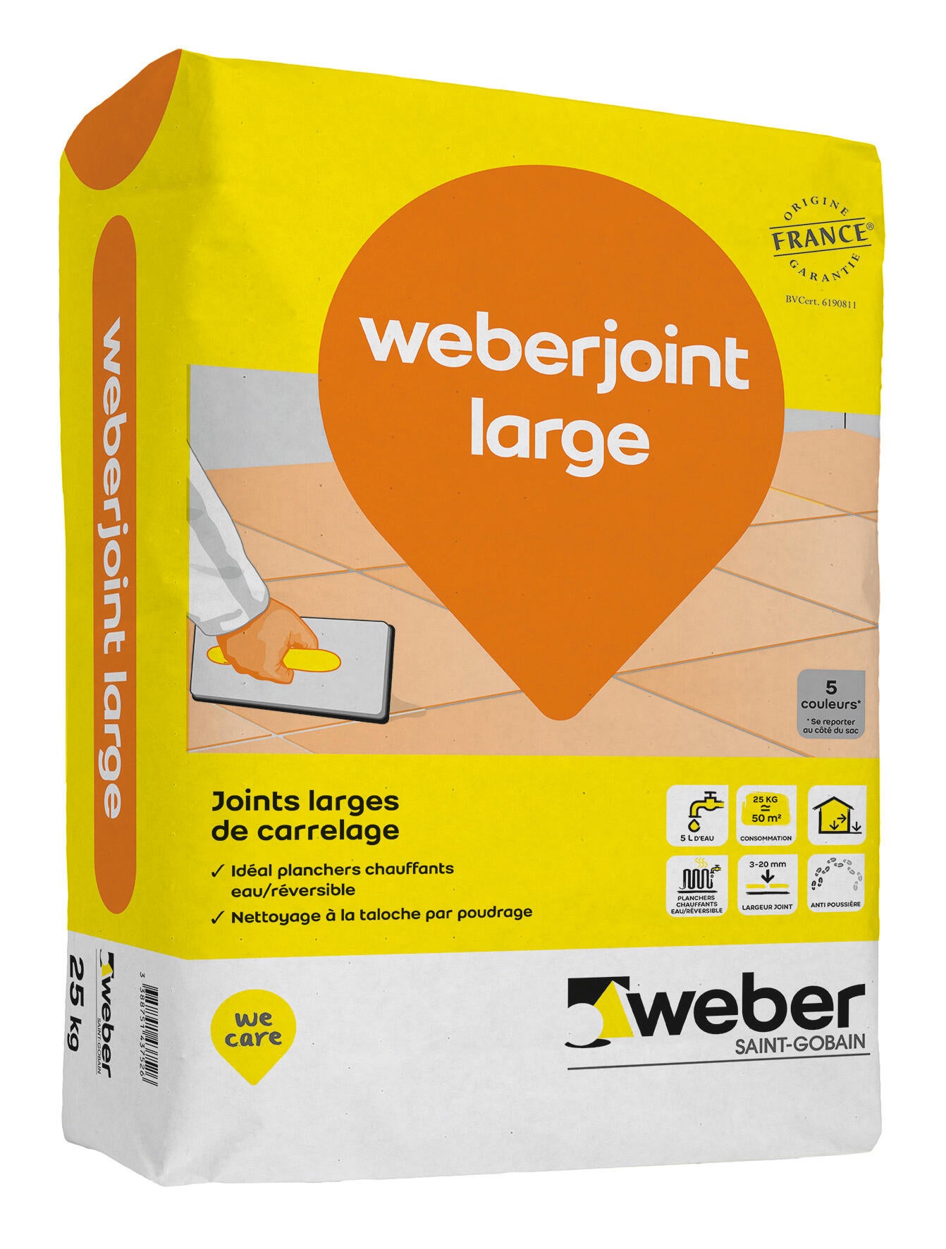 Joint gris ciment 25 Kg Weberjoint large - WEBER | Bricoman