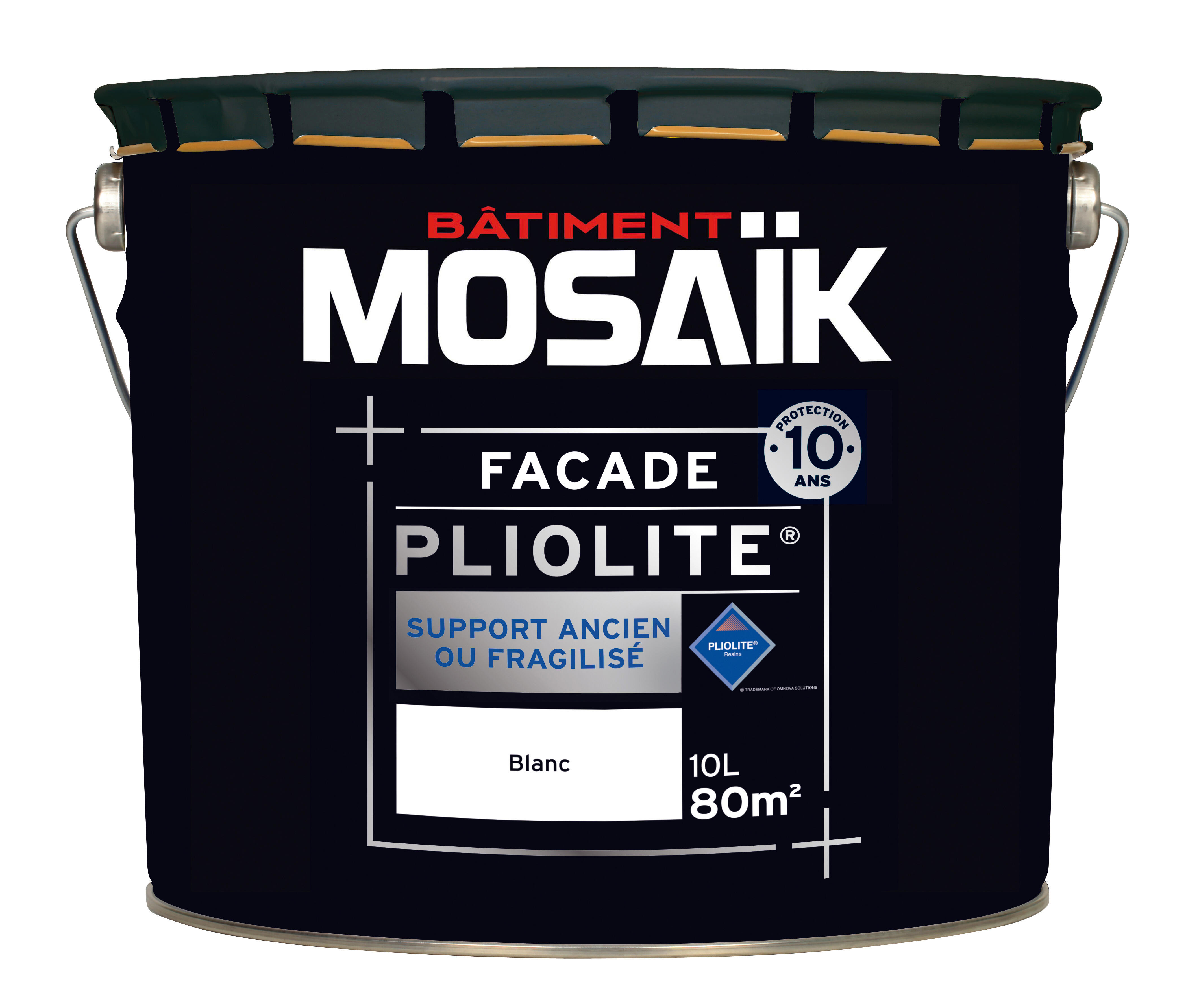 Peinture façade pliolite mono teinté blanc 10 L - MOSAÏK | Bricoman