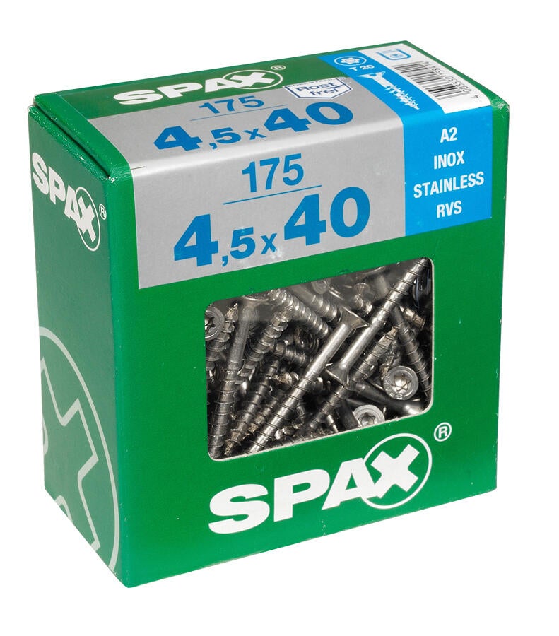 Vis bois inox A2 Diam. 4,5 x 40 mm Boîte de 175 - SPAX | Bricoman
