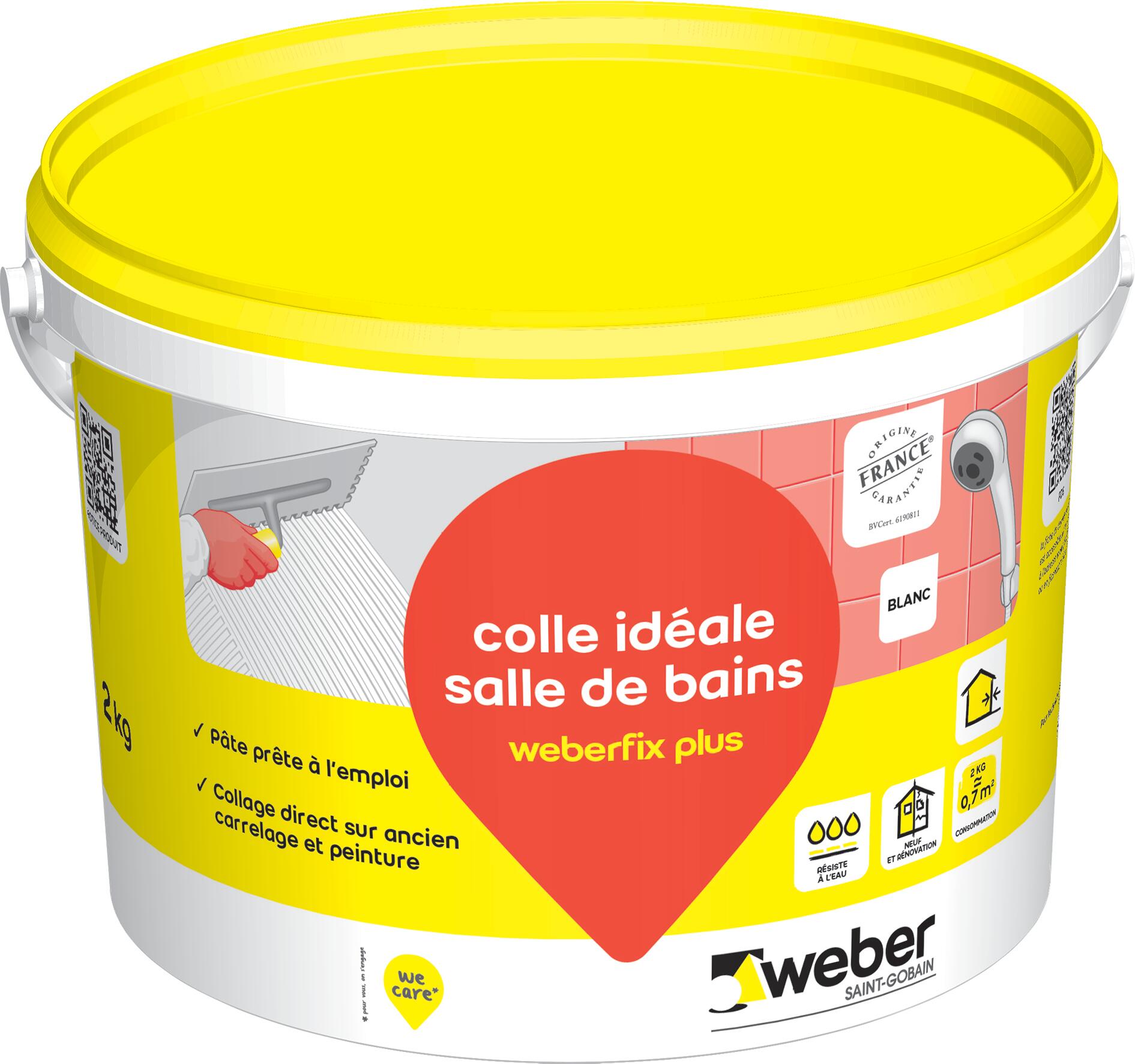 Colle carrelage en pâte blanc D2ET pour murs intérieurs 2 kg - Weberfix ...