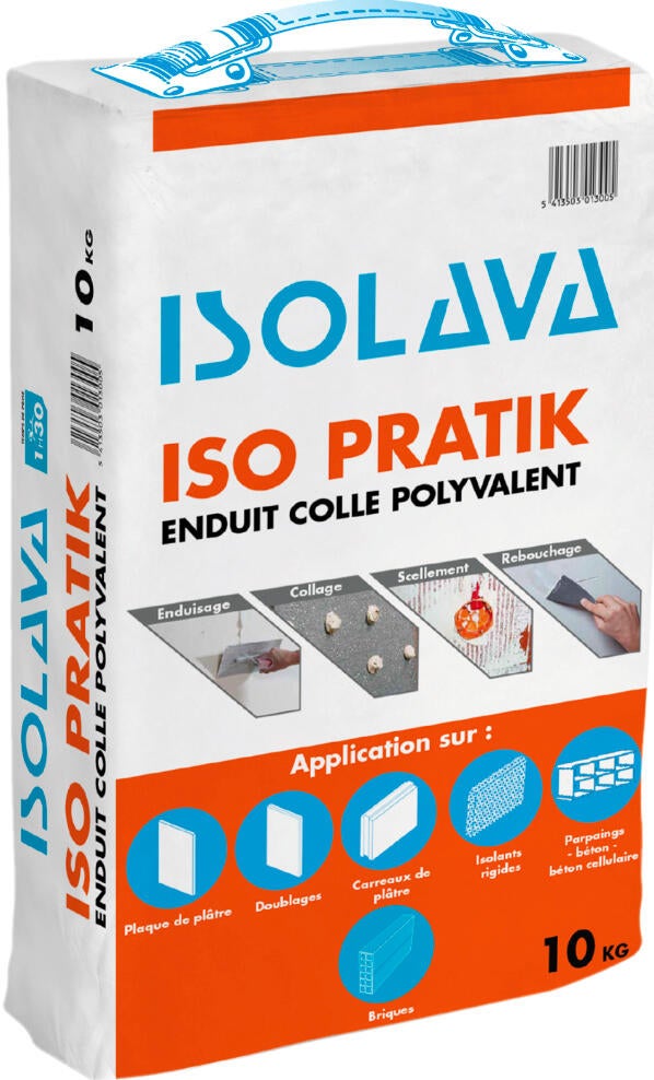 Enduit colle polyvalent Isopratik 10KG - ISOLAVA | Bricoman
