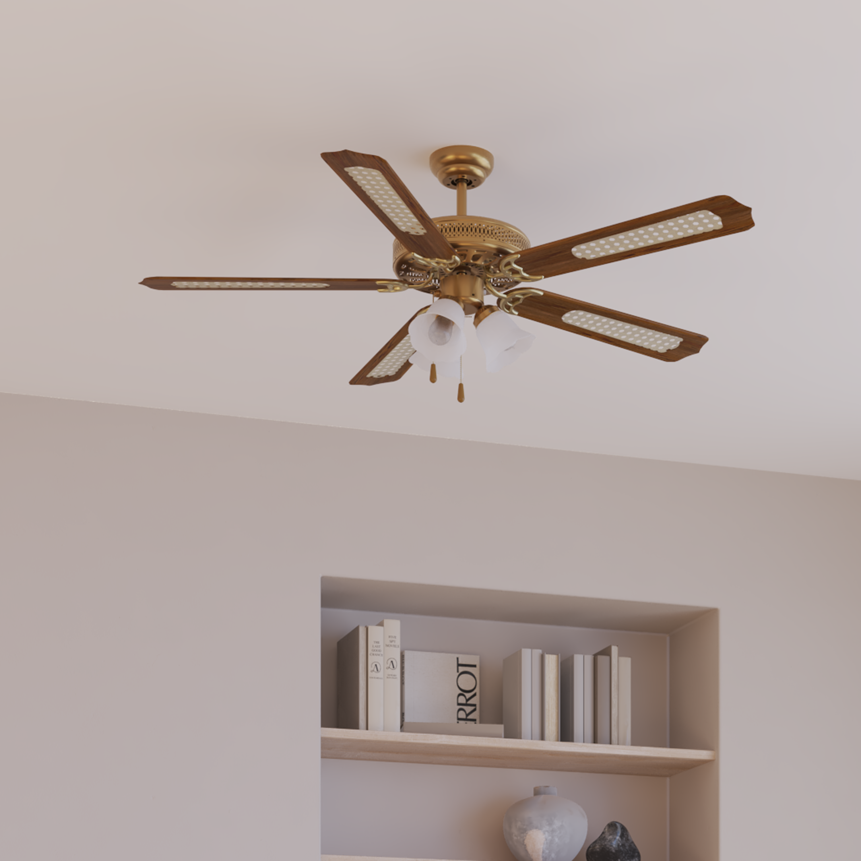 Ventilateur de plafond avec éclairage Reunion INSPIRE, chêne | Leroy Merlin