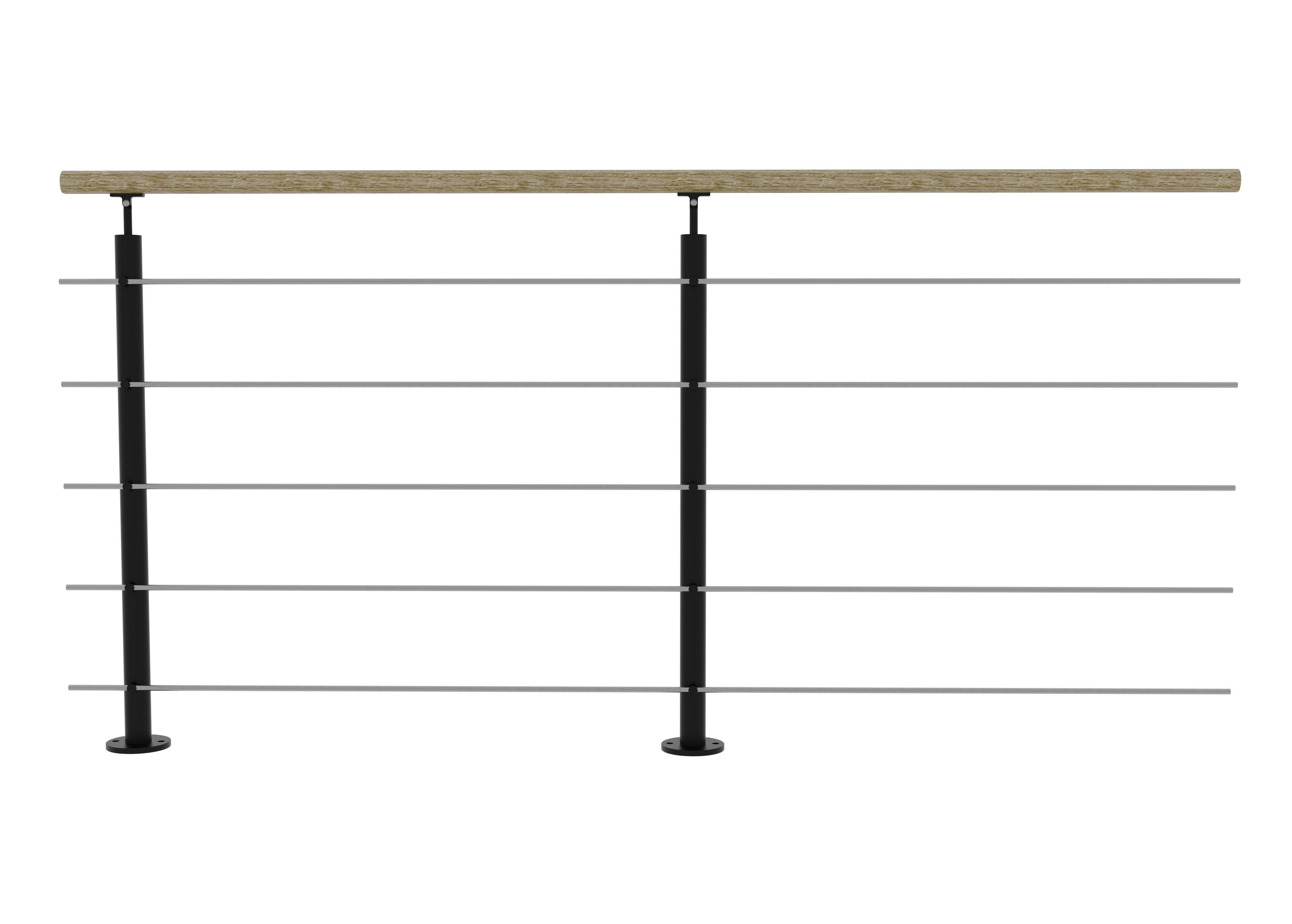 Garde corps intérieur et extérieur aluminium Long.2m noir / chêne ...