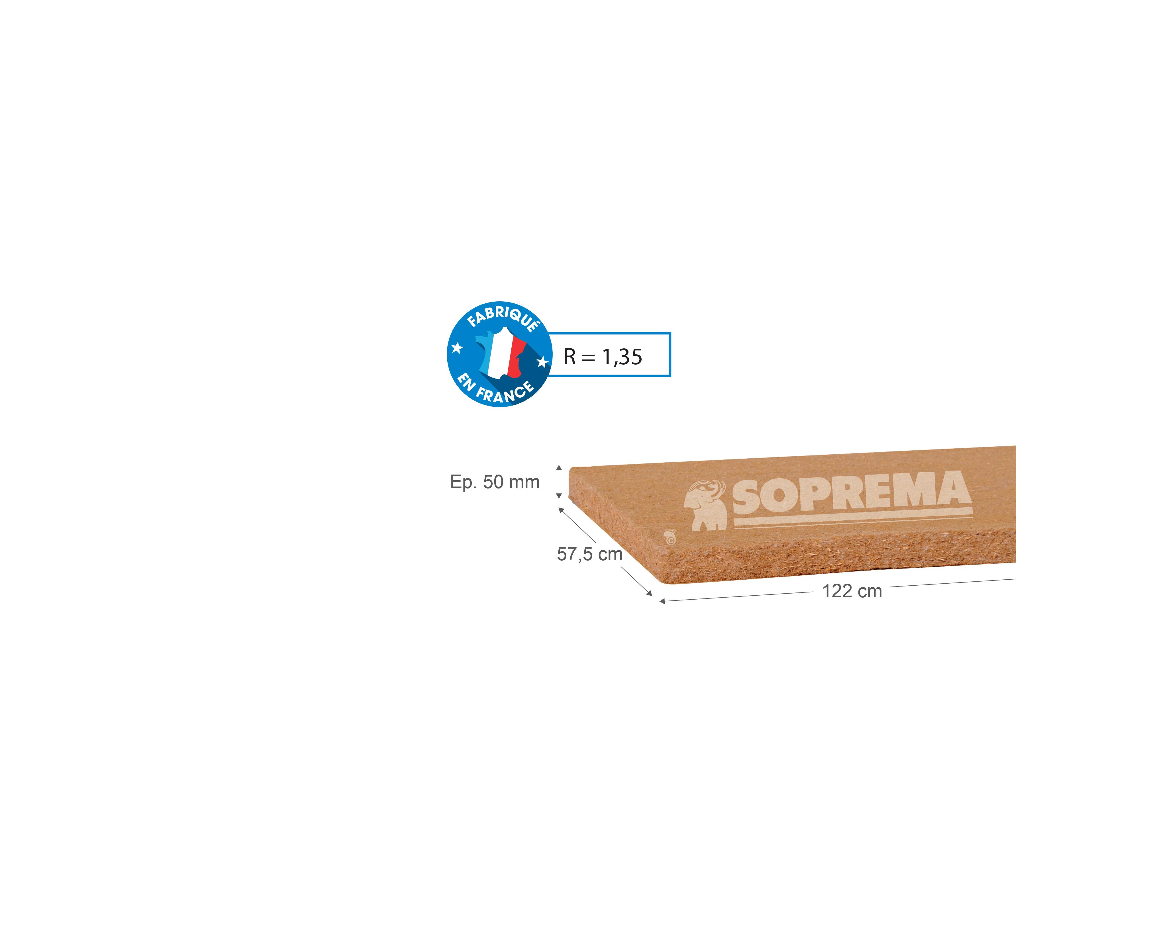 Lot de 4 panneaux en fibre de bois PAVAFLEX CONFORT 36 122x57,5cm Ep ...