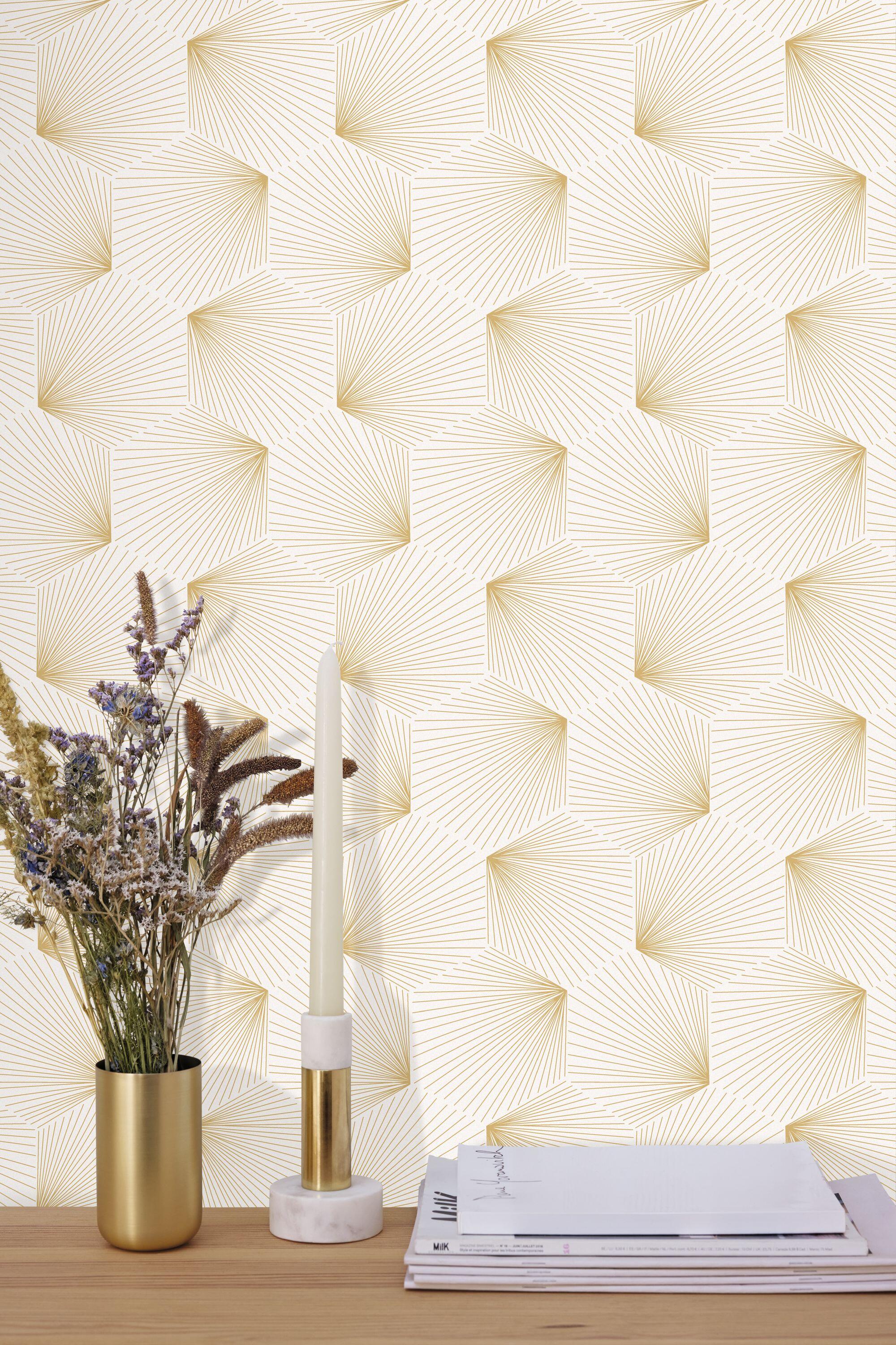 Papier Peint Beige Et Or