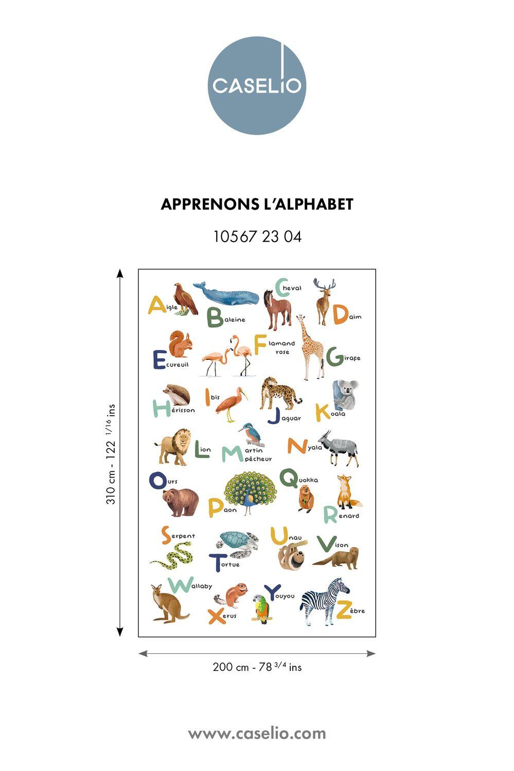 Papier peint panoramique PETITS MONDES alphabet multicolore l.200 x H ...