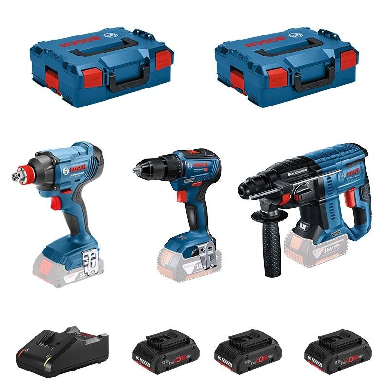 Kit 3 outils BOSCH PROFESSIONAL pro 18V GSR/GDX/GBH + 3X4Ah L-BOXX ...