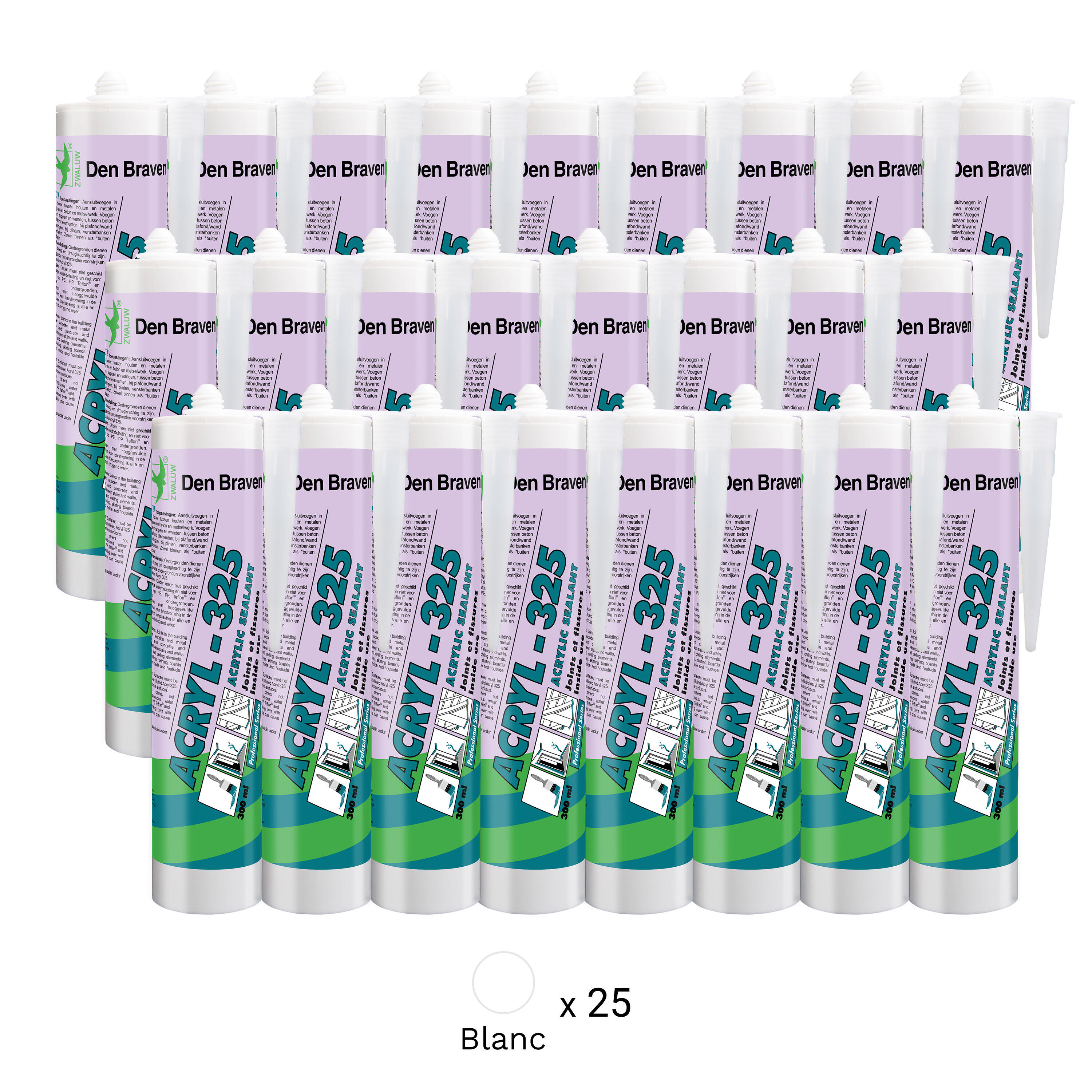 Mastic acrylique intérieur et extérieur blanc 300 ml - DEN BRAVEN Acryl ...