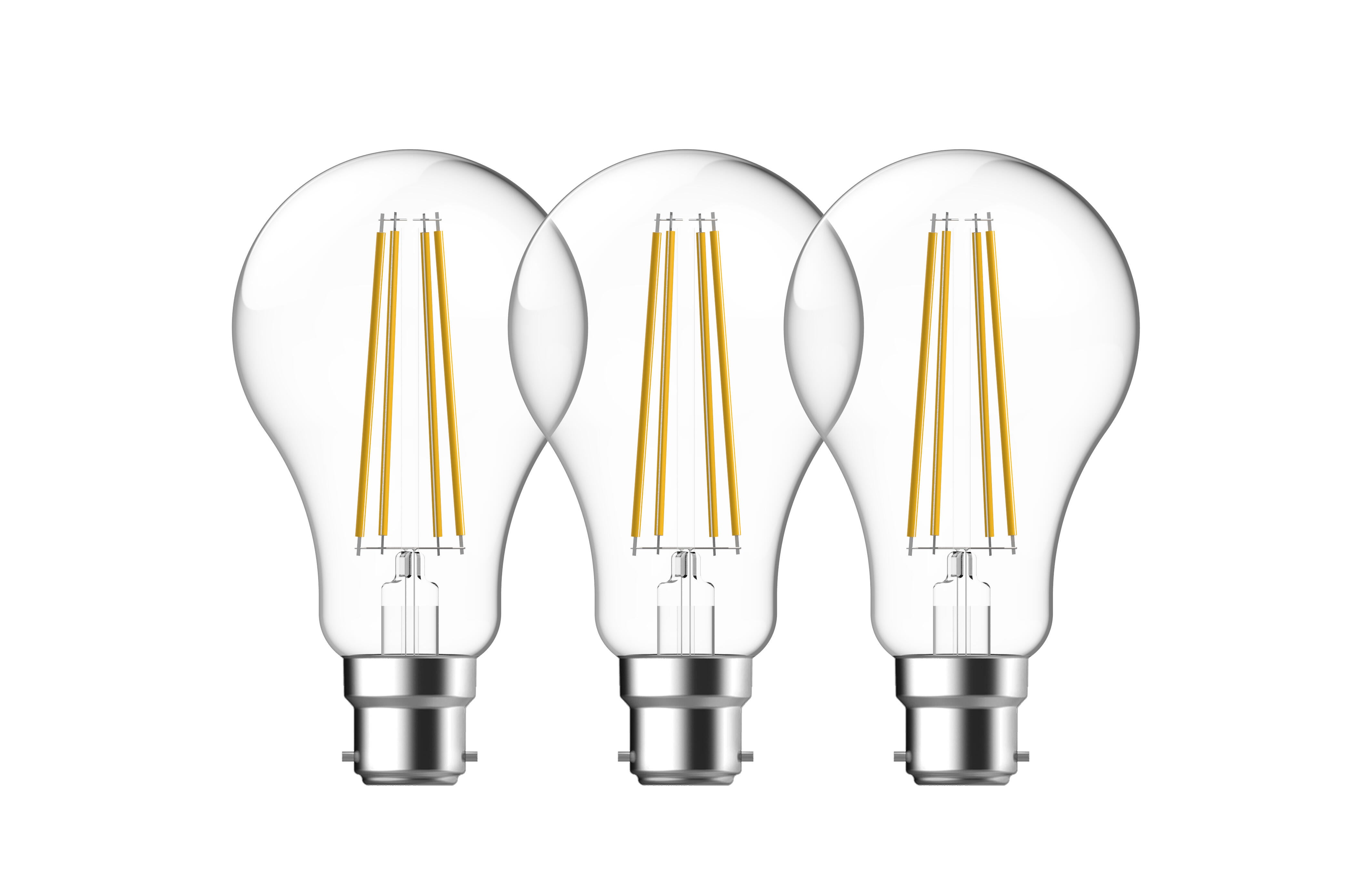 3 ampoules fil transparent B22 A70 2700K 1521Lm | Bricoman