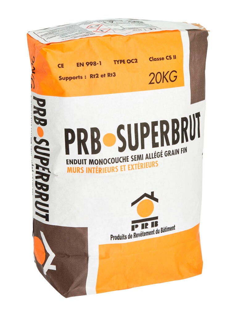 PRB SUPERBRUT - Enduit monocouche semi allégé grain fin Belfast - 20 kg ...