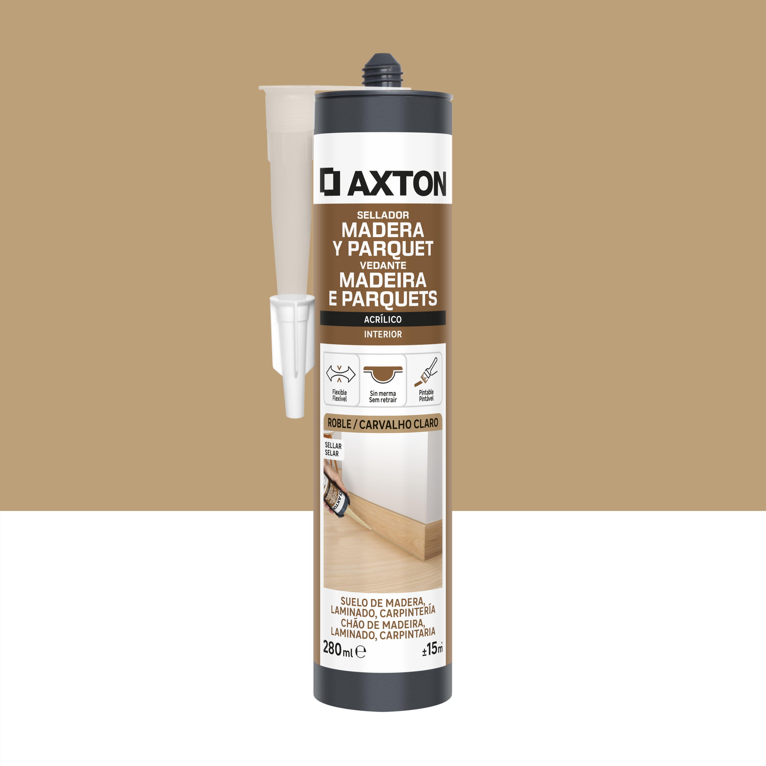 Masilla madera AXTON 280ml roble claro | Leroy Merlin