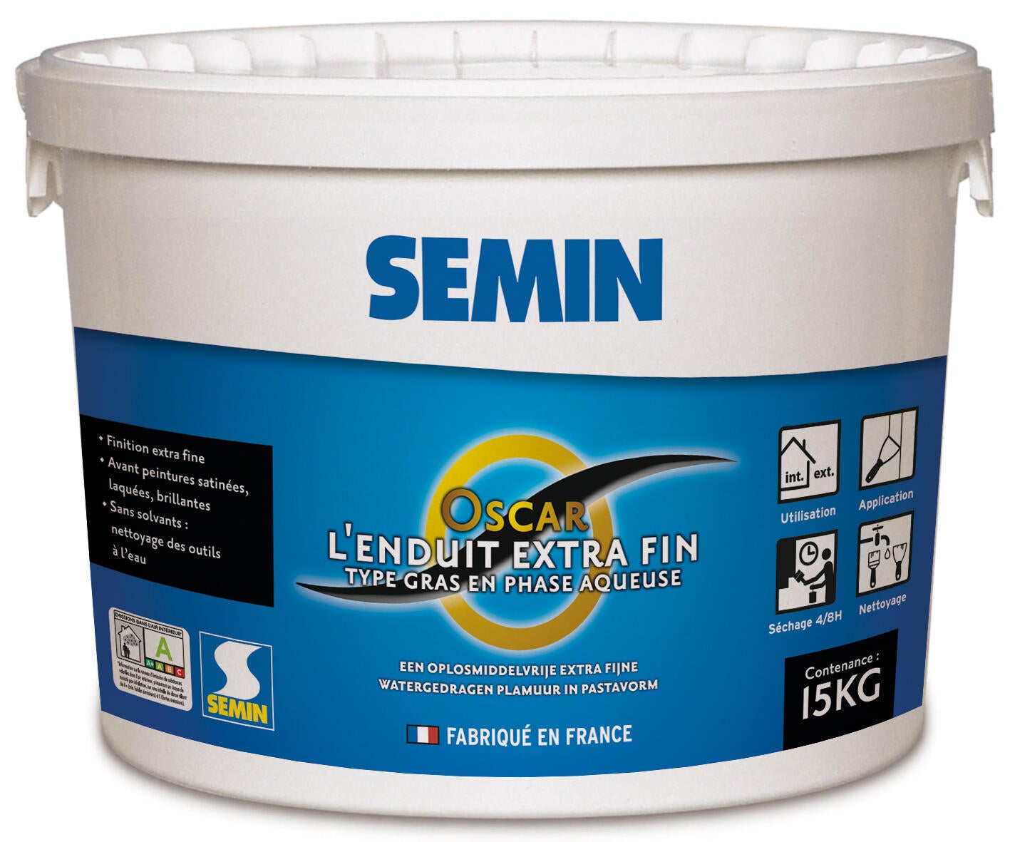Enduit de lissage en pâte extra fin intérieur 15 kg - Oscar SEMIN ...