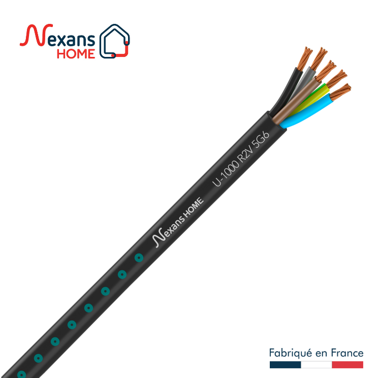 Câble électrique 5 G 6 mm² u1000r2v à la coupe, noir | Leroy Merlin