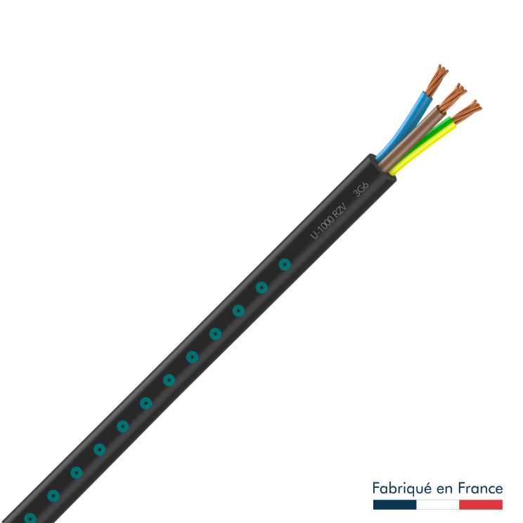 Câble électrique 3 G 6 mm² u1000r2v L.50 m, noir | Leroy Merlin