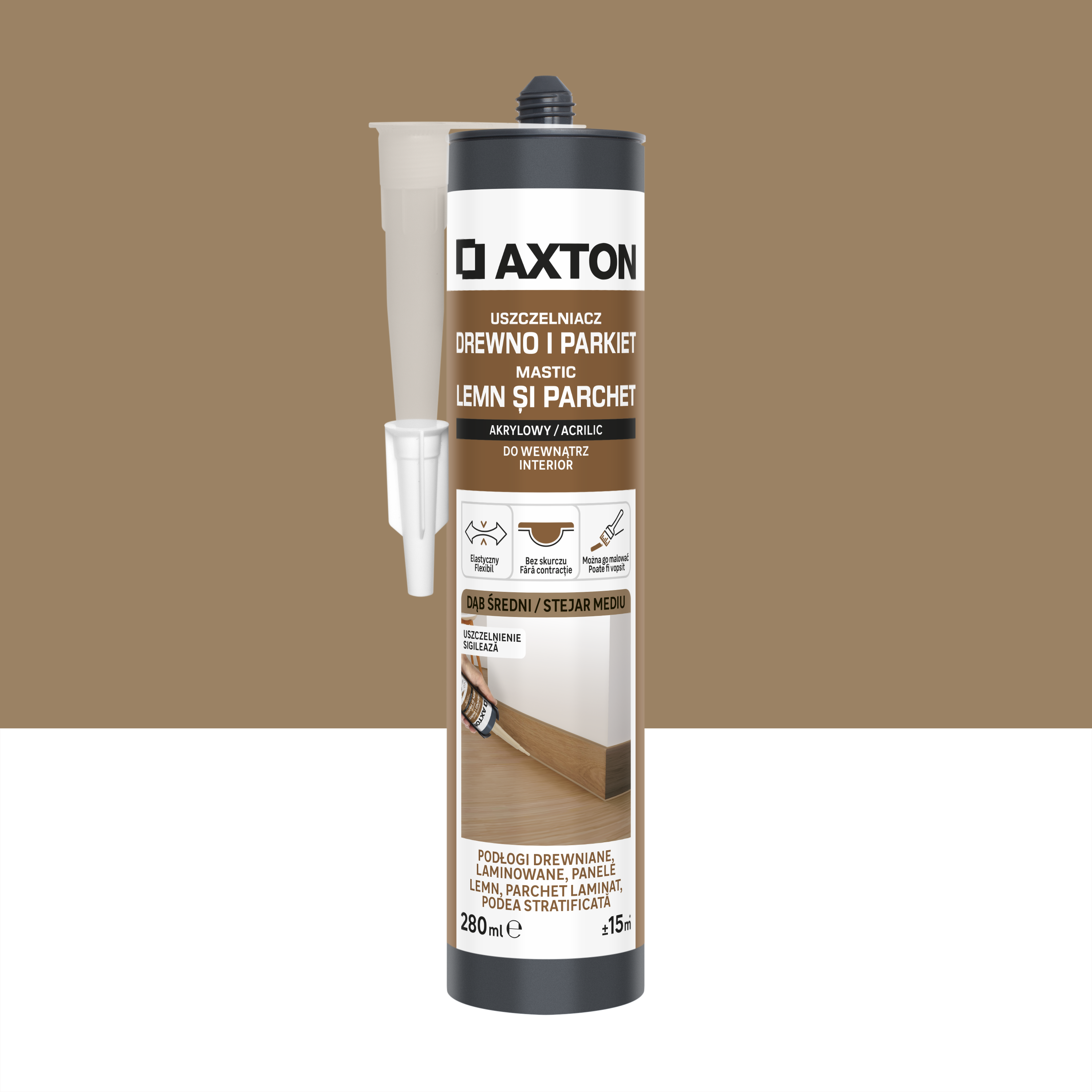 Uszczelniacz do drewna i parkietu Średni dąb 280 ml Axton - Leroy Merlin