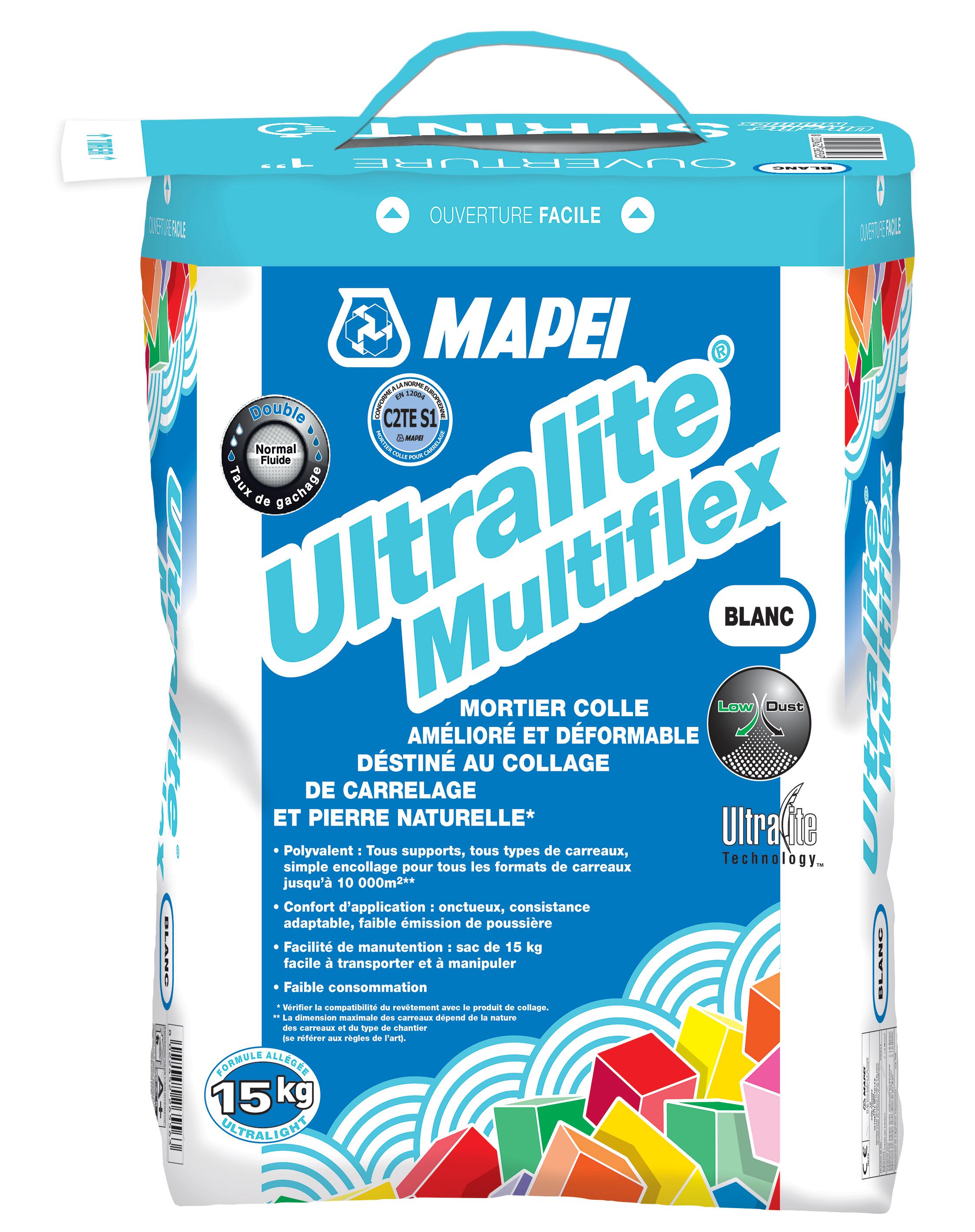 Colle carrelage en poudre blanc C2S1ET pour sol et mur intérieur ...