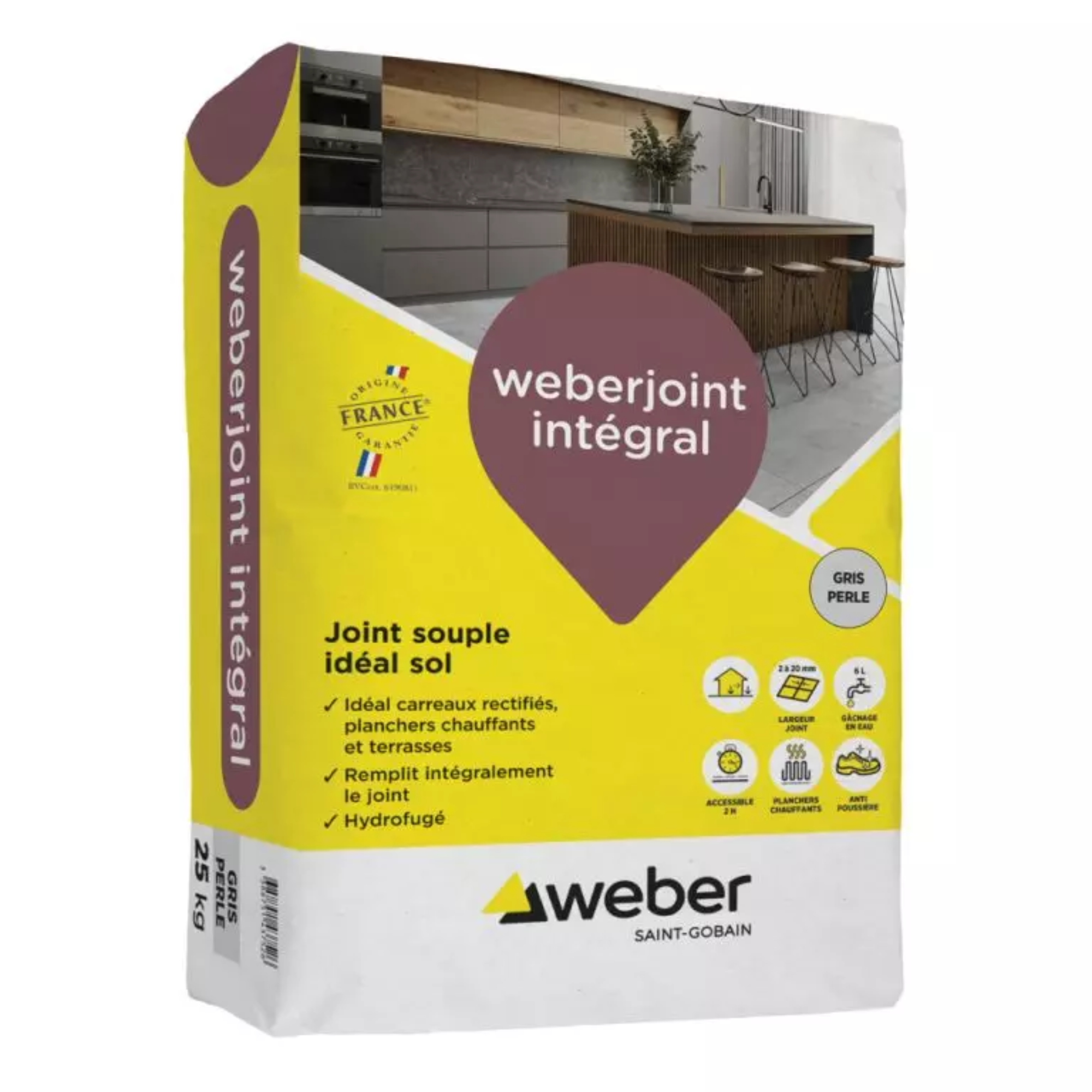 Joint en poudre Weber.joint Integral Gris ciment, sac de 25kg - WEBER ...